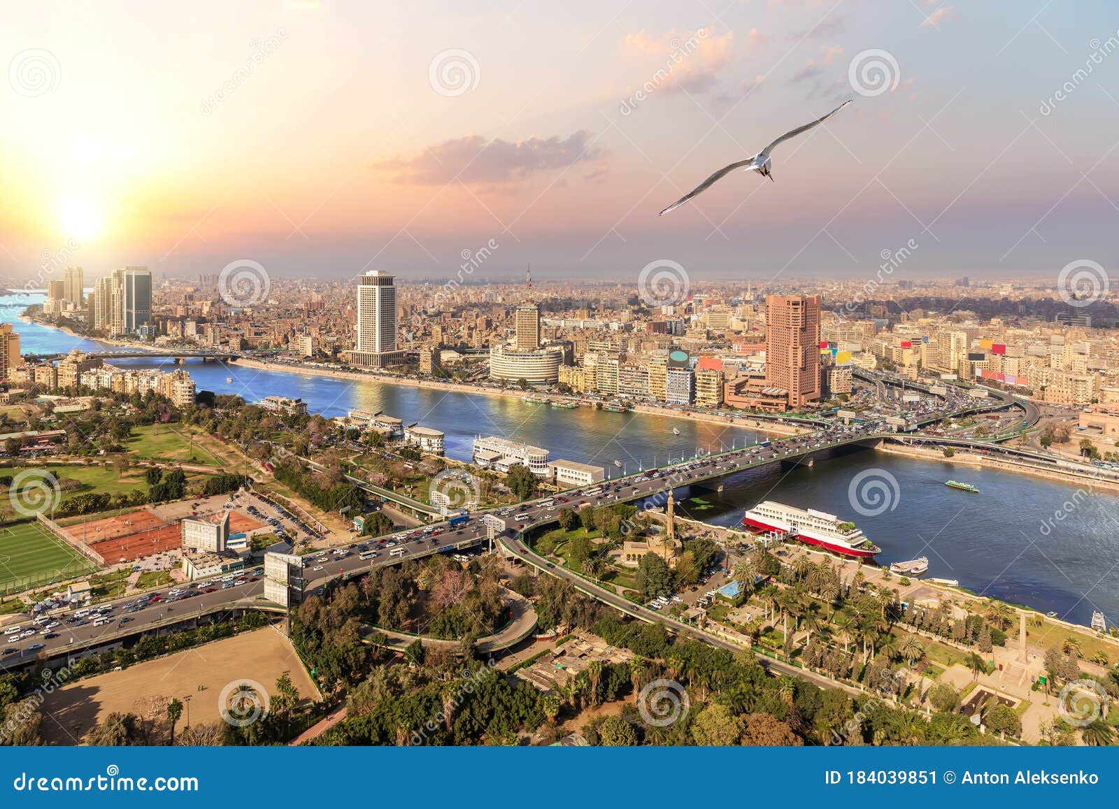 Cairo and the Nile View, Sunset Photo, Egypt Stock Image - Image of ...