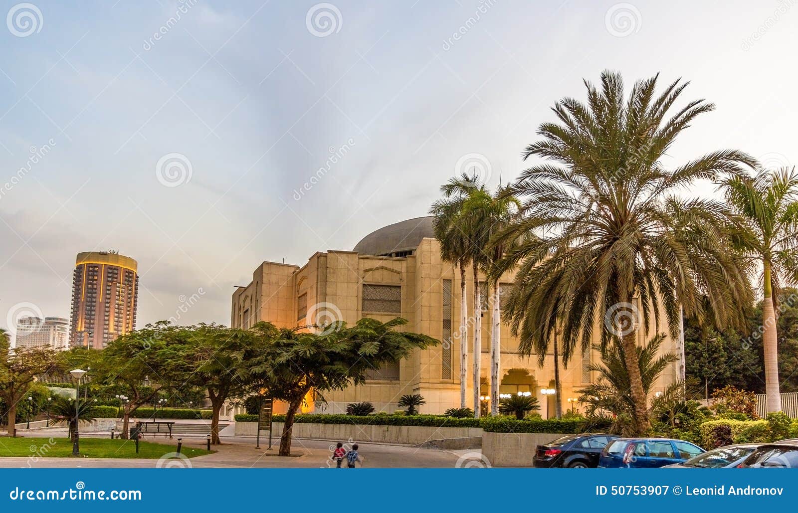 Cairo Opera House in the Evening Stock Image - Image of architectural ...