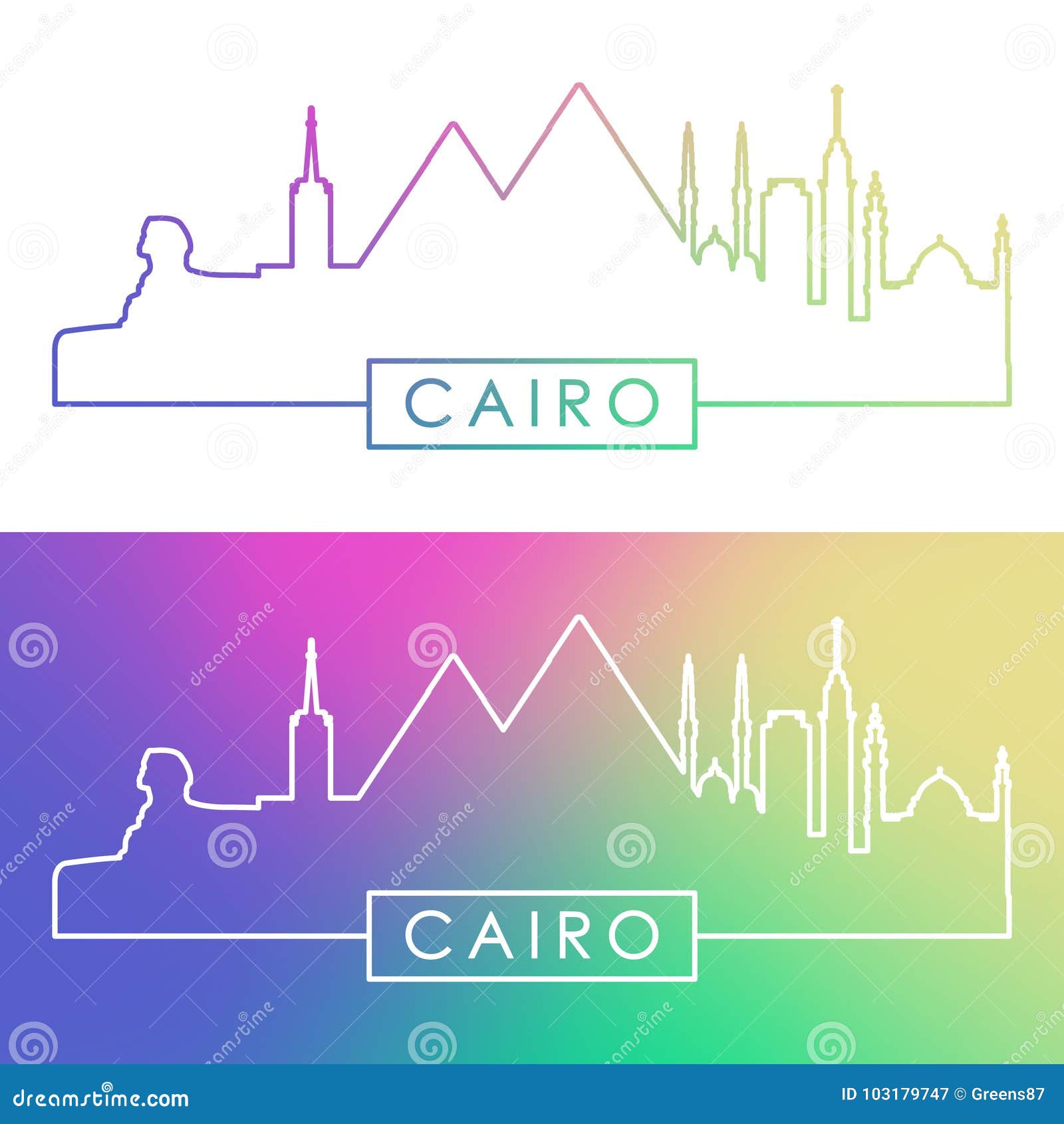 Cairo Skyline. Colorful Linear Style Stock Vector - Illustration of ...