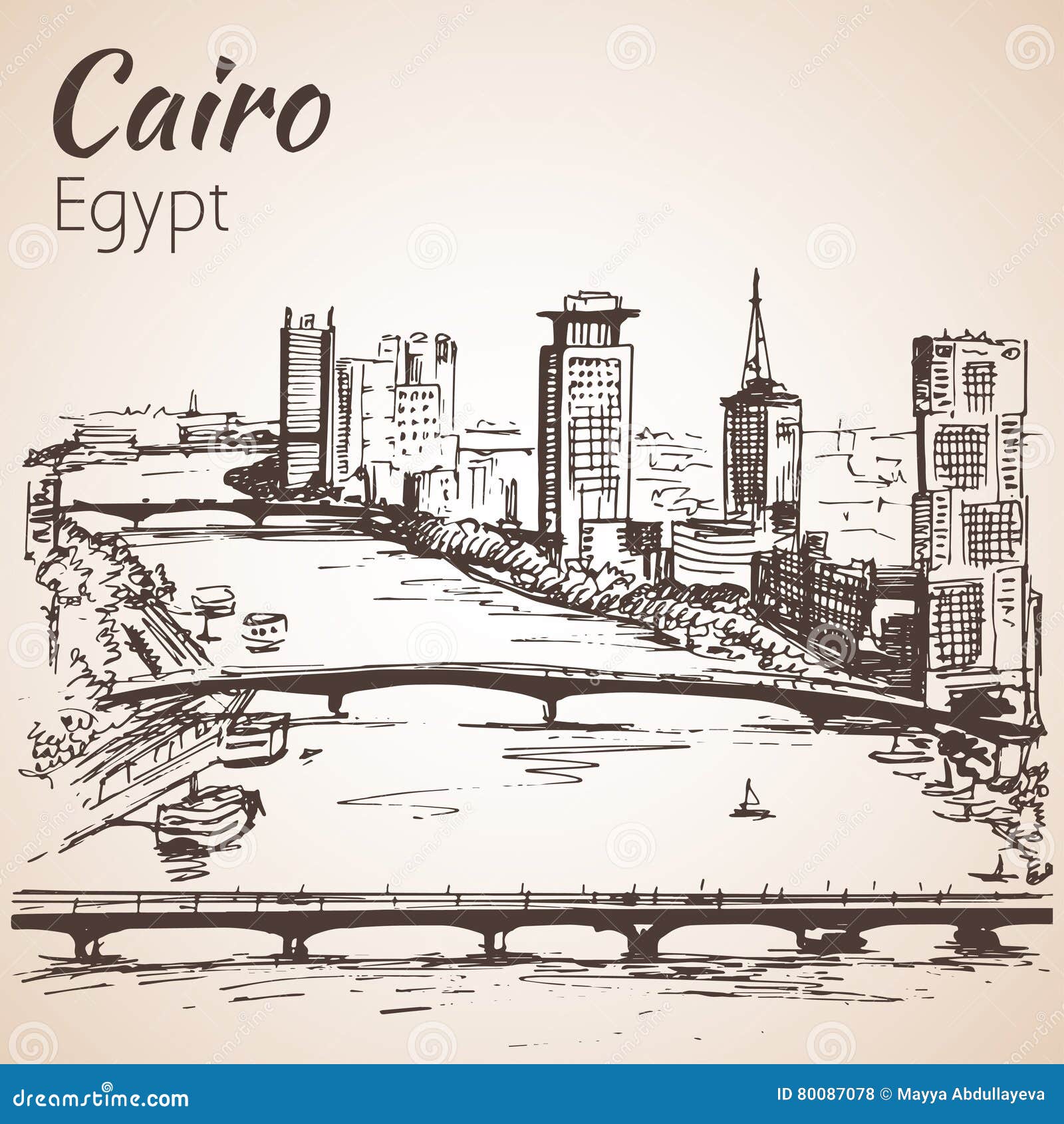 Cairo Skyline Egypt Sketch Stock Illustrations – 29 Cairo Skyline Egypt ...