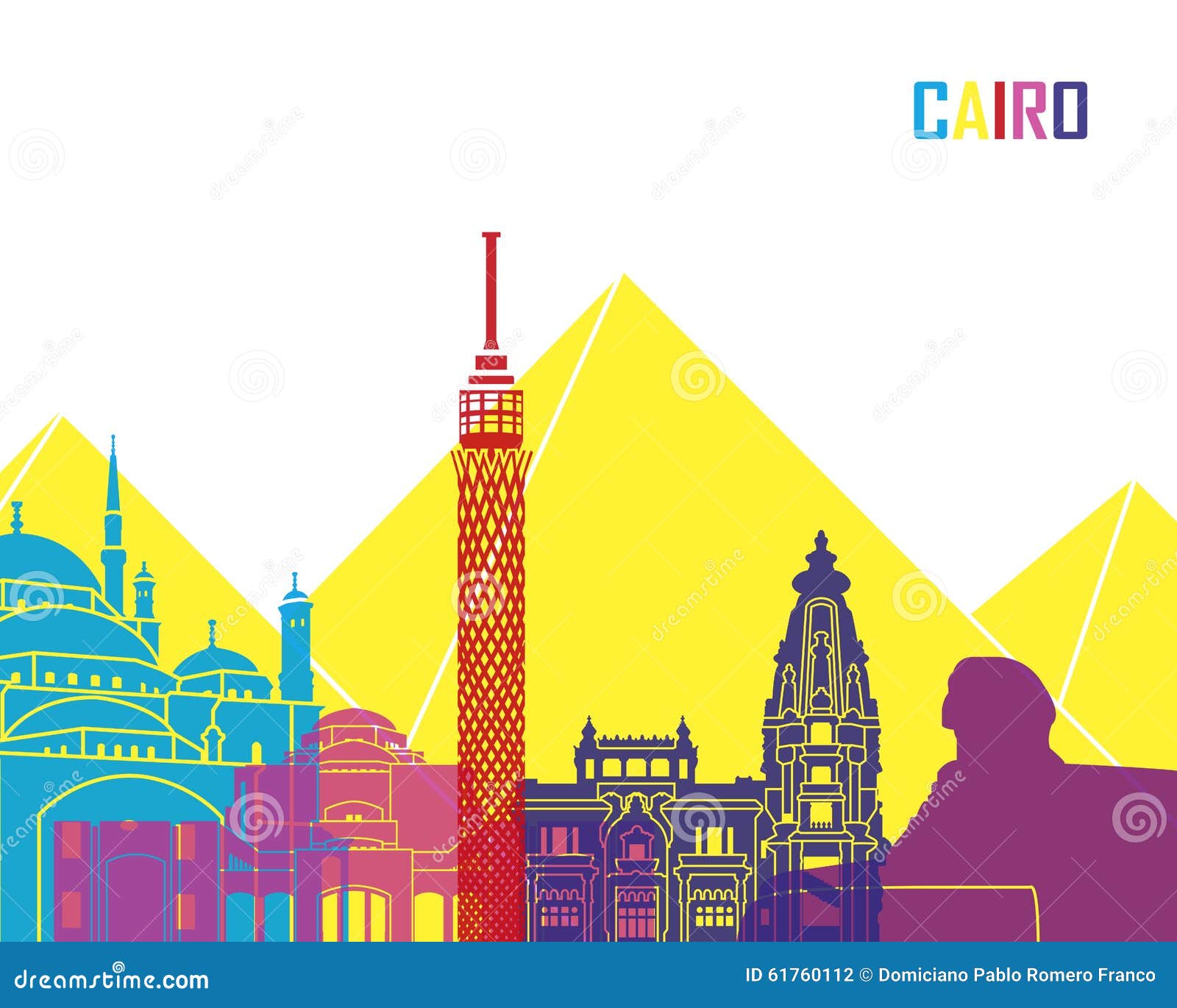 Cairo skyline pop stock vector. Illustration of creativity - 61760112