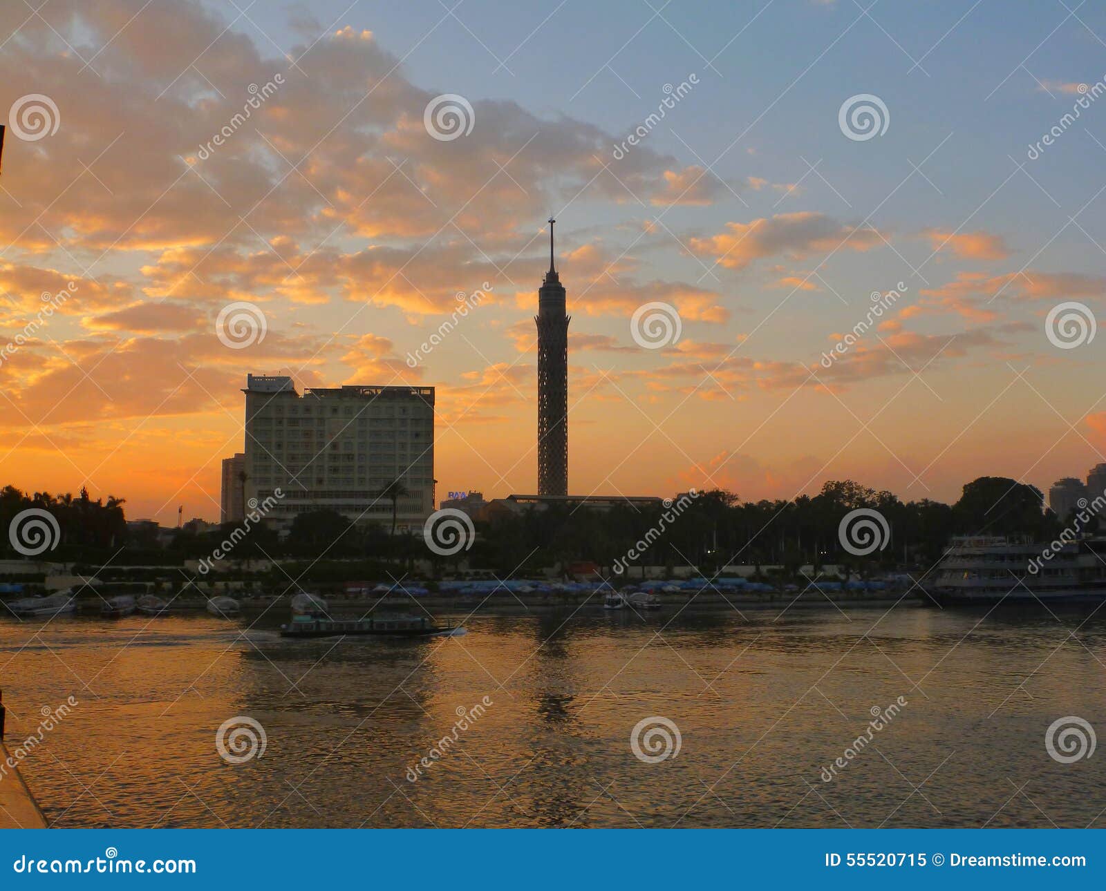 Cairo sunset on Nile stock image. Image of nile, blue - 55520715