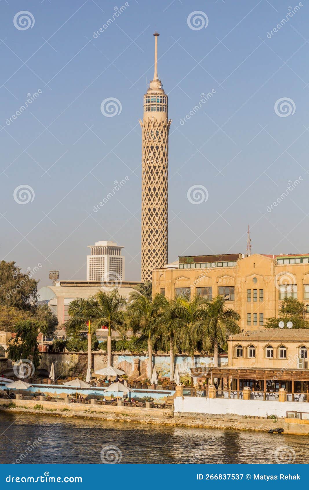 Cairo Tower in Cairo, Egy stock image. Image of nile - 266837537