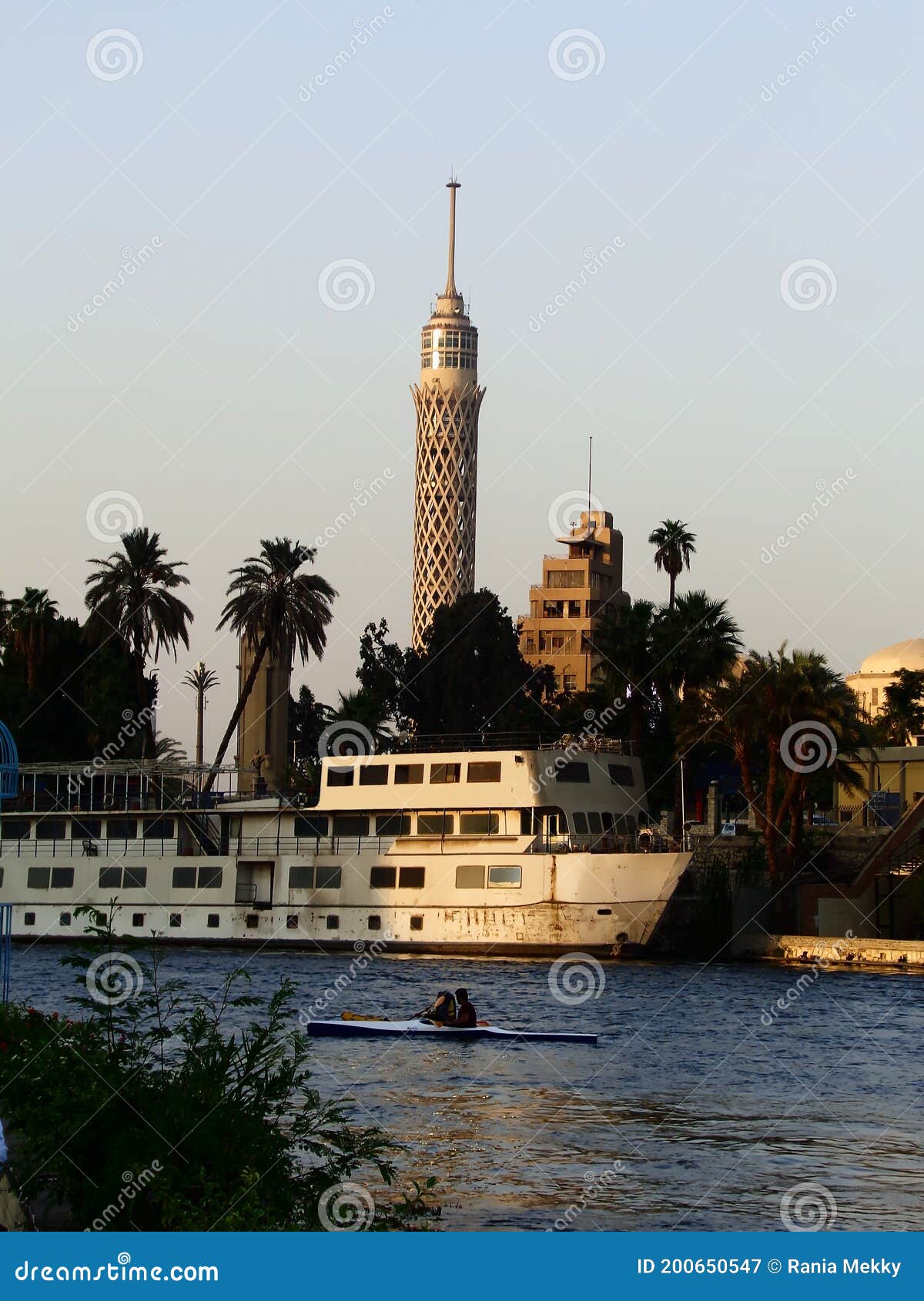 Cairo Tower, Cairo on the Nile in Egypt with the Nile River View: Boat ...