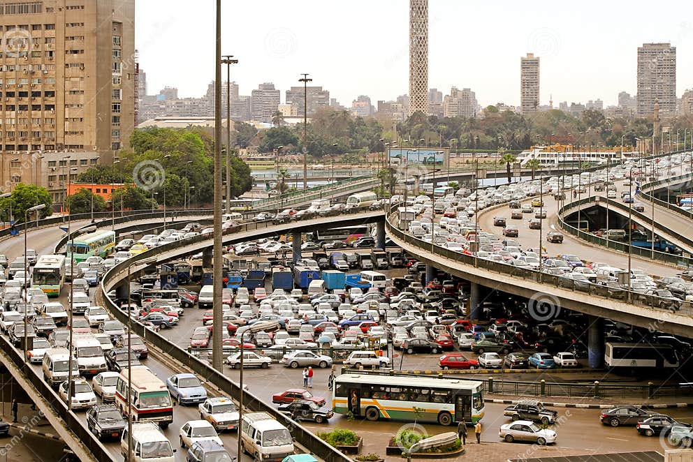 Cairo traffic jam editorial photo. Image of city, intersection - 18058696