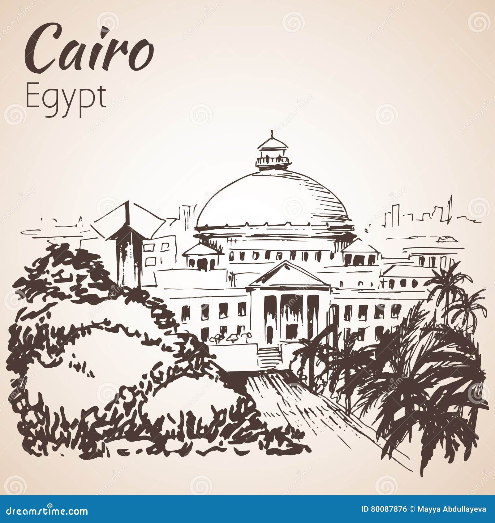 Cairo University. Egypt. Sketch Stock Vector - Illustration of ...