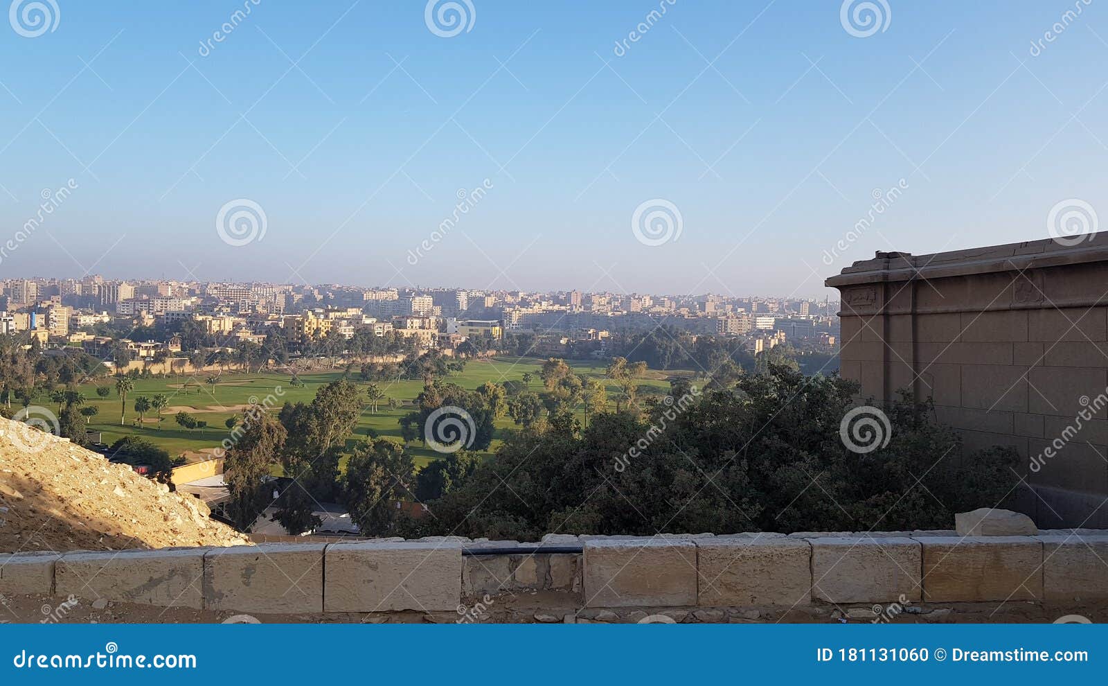 Cairo view from pyramids stock photo. Image of downtown - 181131060