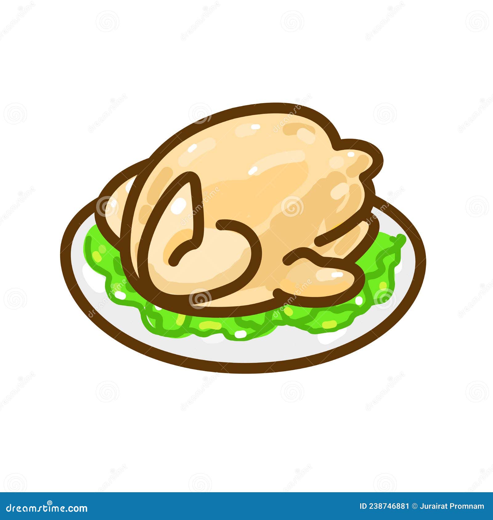Cartoon Chicken on the Dish. Stock Illustration - Illustration of ...