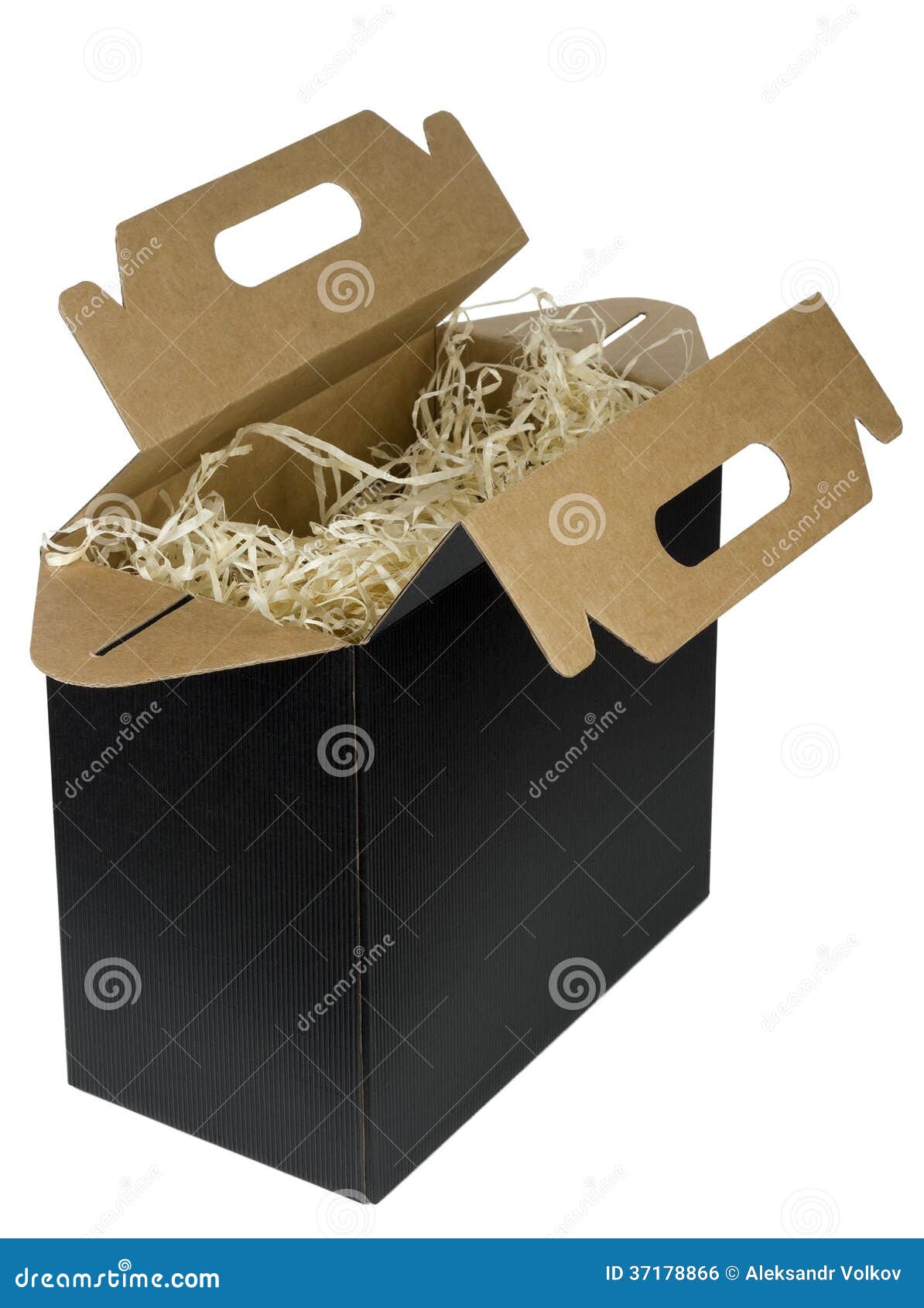 Caja Abierta Negro Para Las Botellas Foto de archivo - Imagen de carton ...