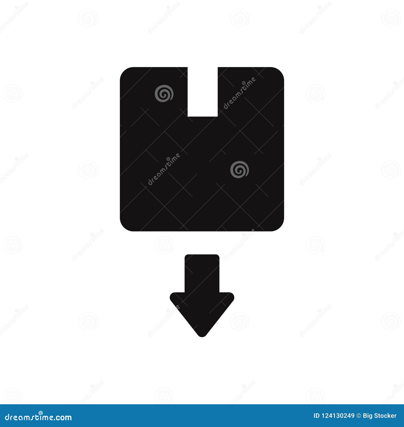 Caja Con Abajo El Icono Del Vector De La Flecha Ilustración del Vector ...