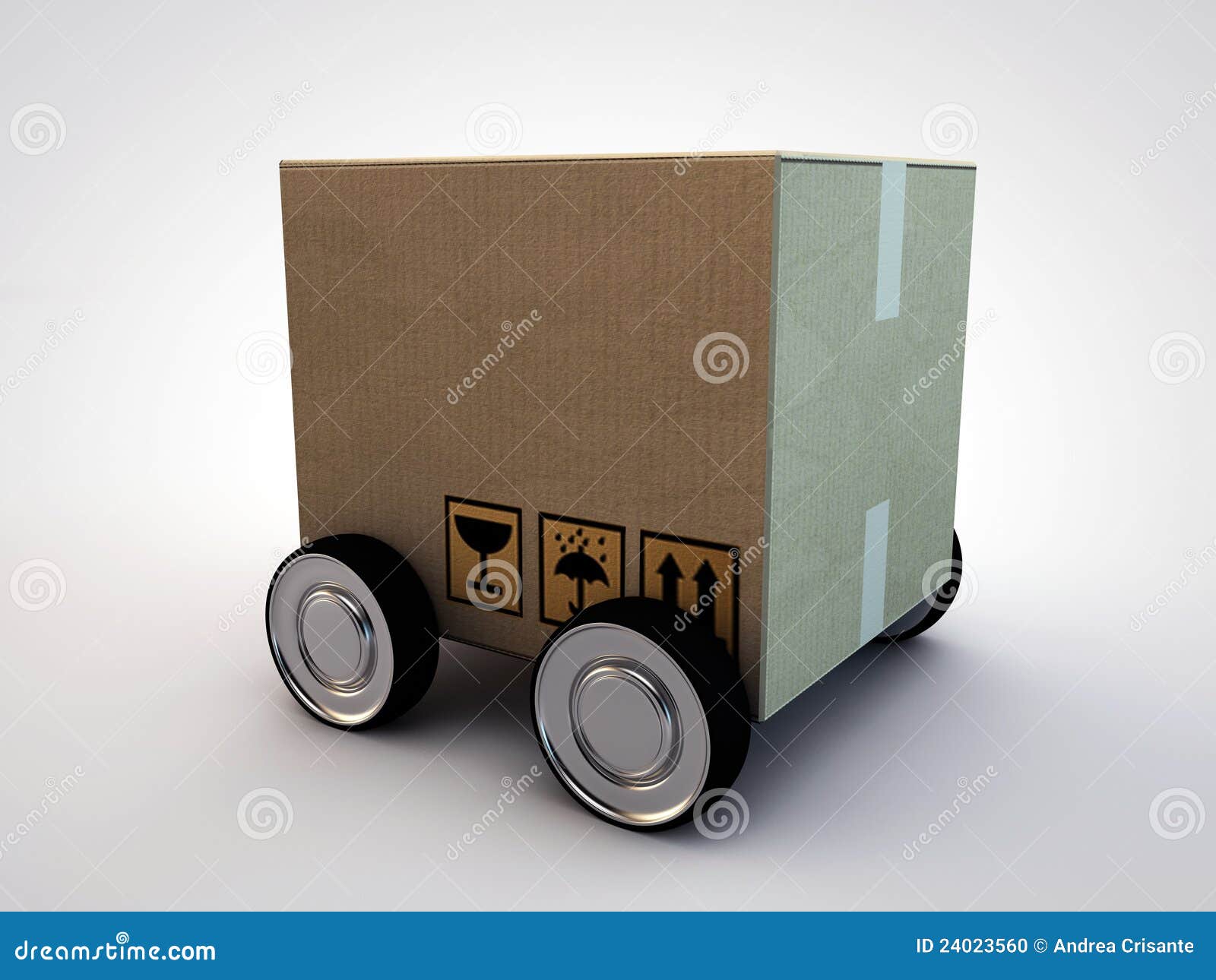 Caja De Cartón Con Las Ruedas Foto de archivo - Imagen de transporte ...