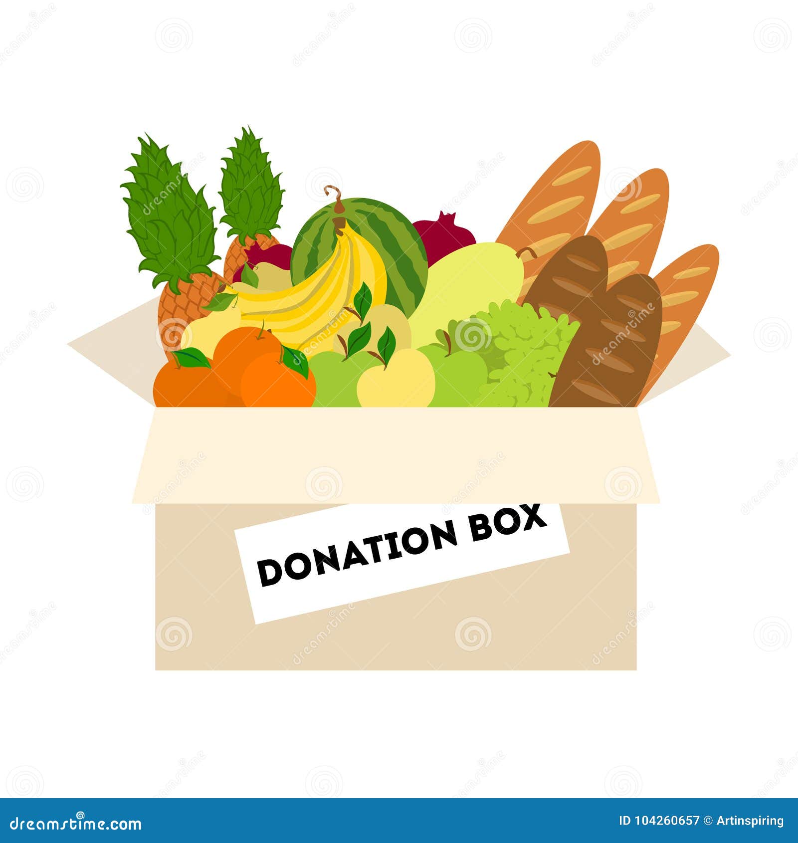 Caja De La Donación De La Comida Ilustración del Vector - Ilustración ...