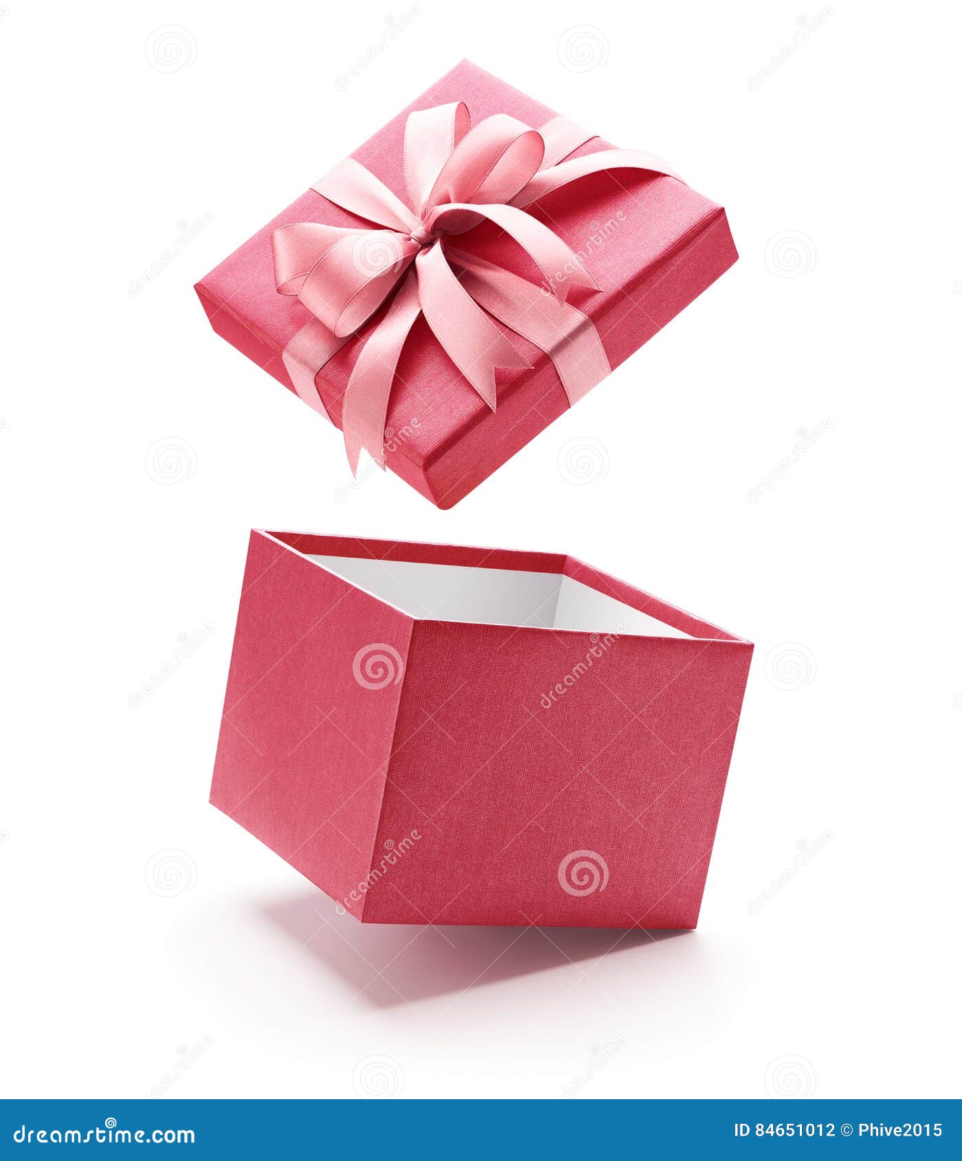 Caja De Regalo Abierta Del Rosa Aislada En Blanco Foto de archivo ...