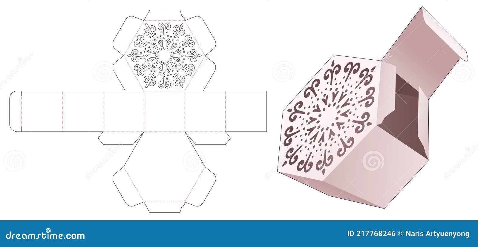 Caja Hexagonal De Regalo Con Plantilla De Troquel De Plantilla Mandala ...