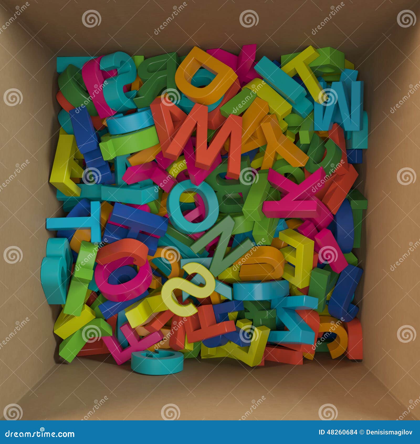 Caja Llenada De Las Letras Coloreadas Stock de ilustración ...