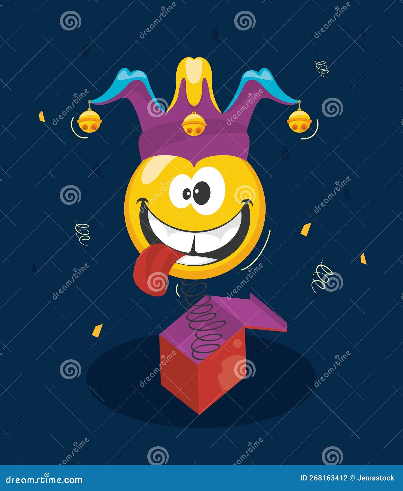 Caja Sorpresa Con Jester Emoji Ilustración del Vector - Ilustración de ...
