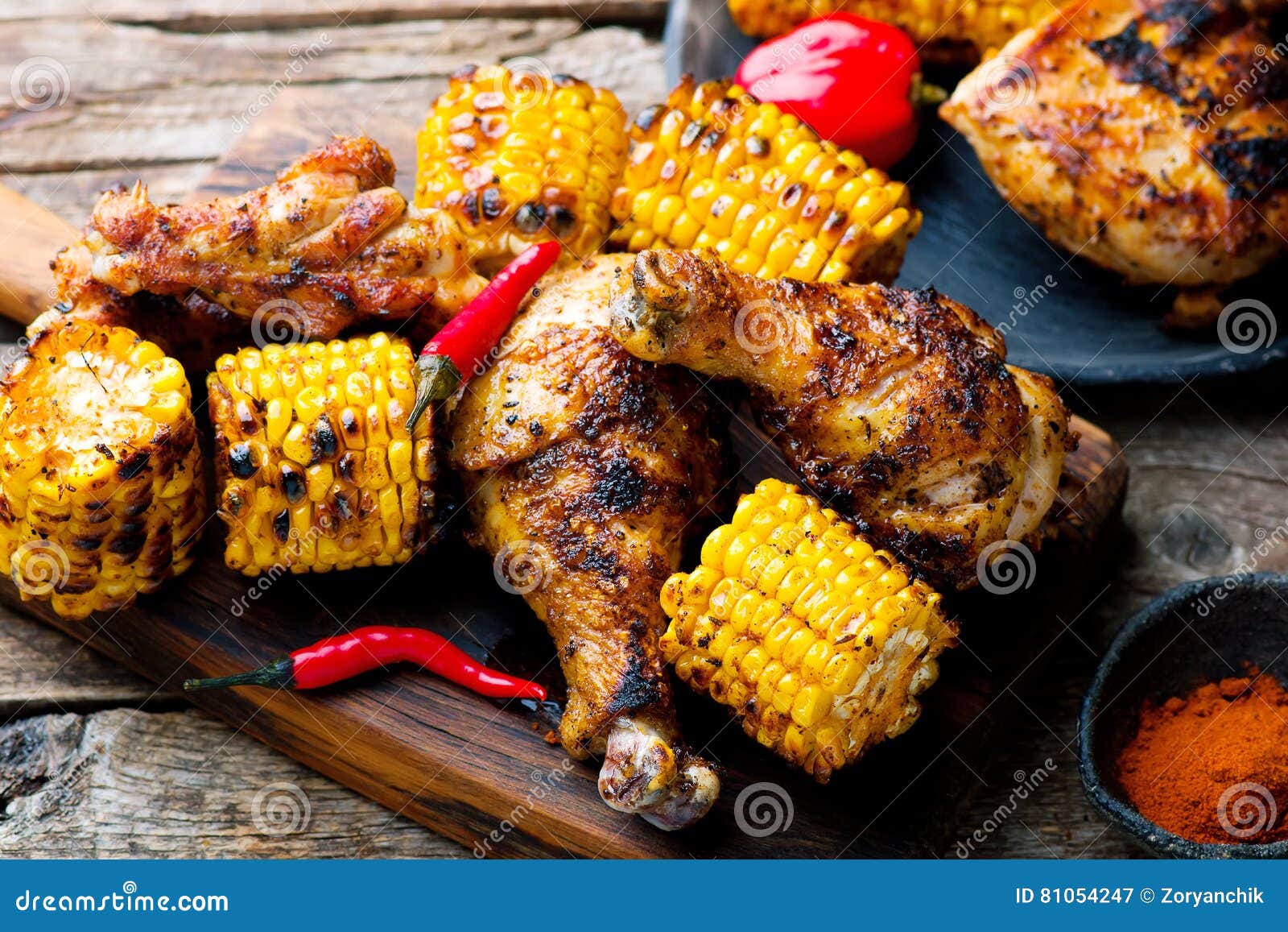 Cajun Chicken and Corn. stock image. Image of marks, green - 81054247