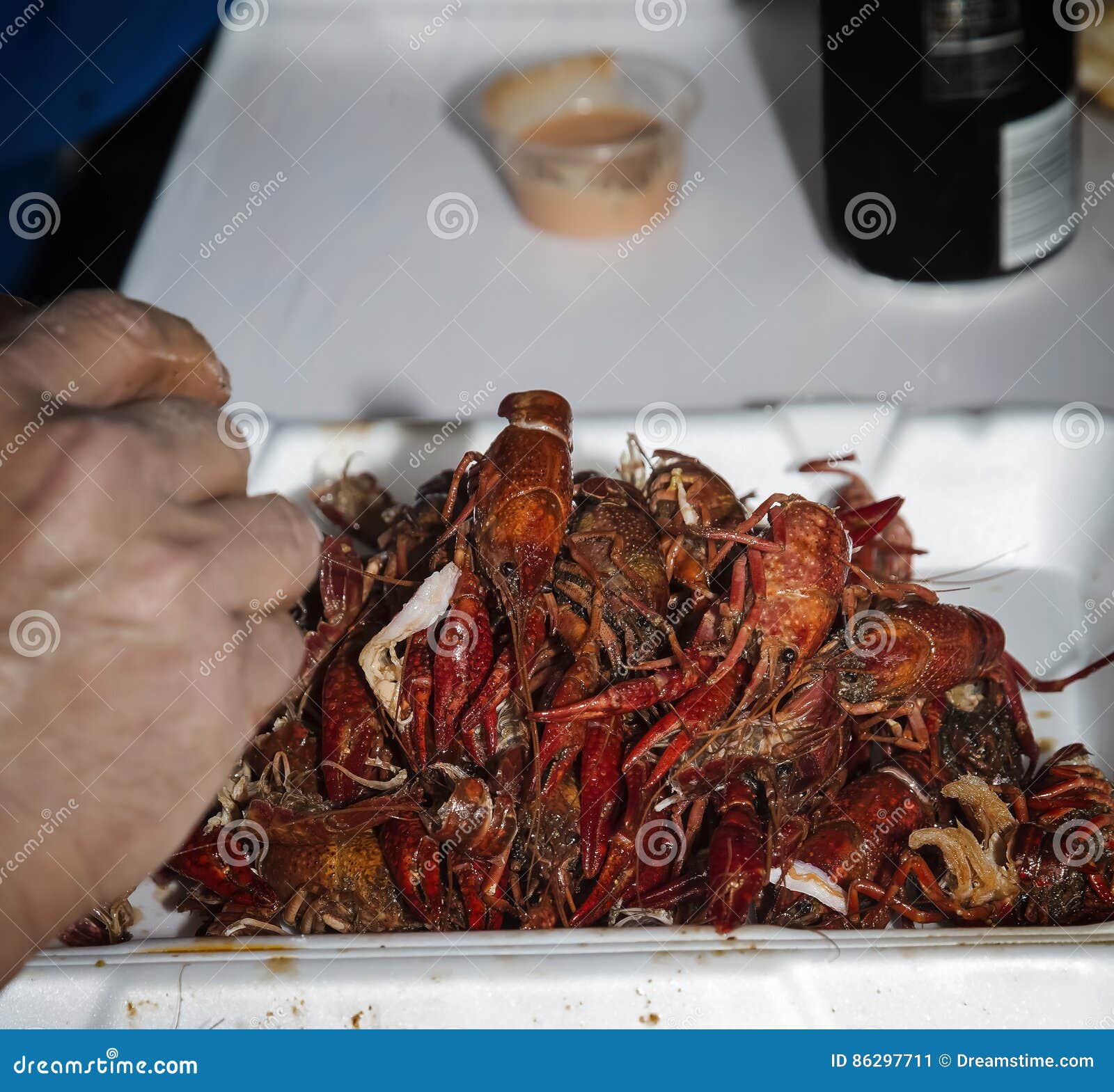 Cajun Cooked Crawfish and Shrimp Boil in Ice Chest Stock Image - Image ...