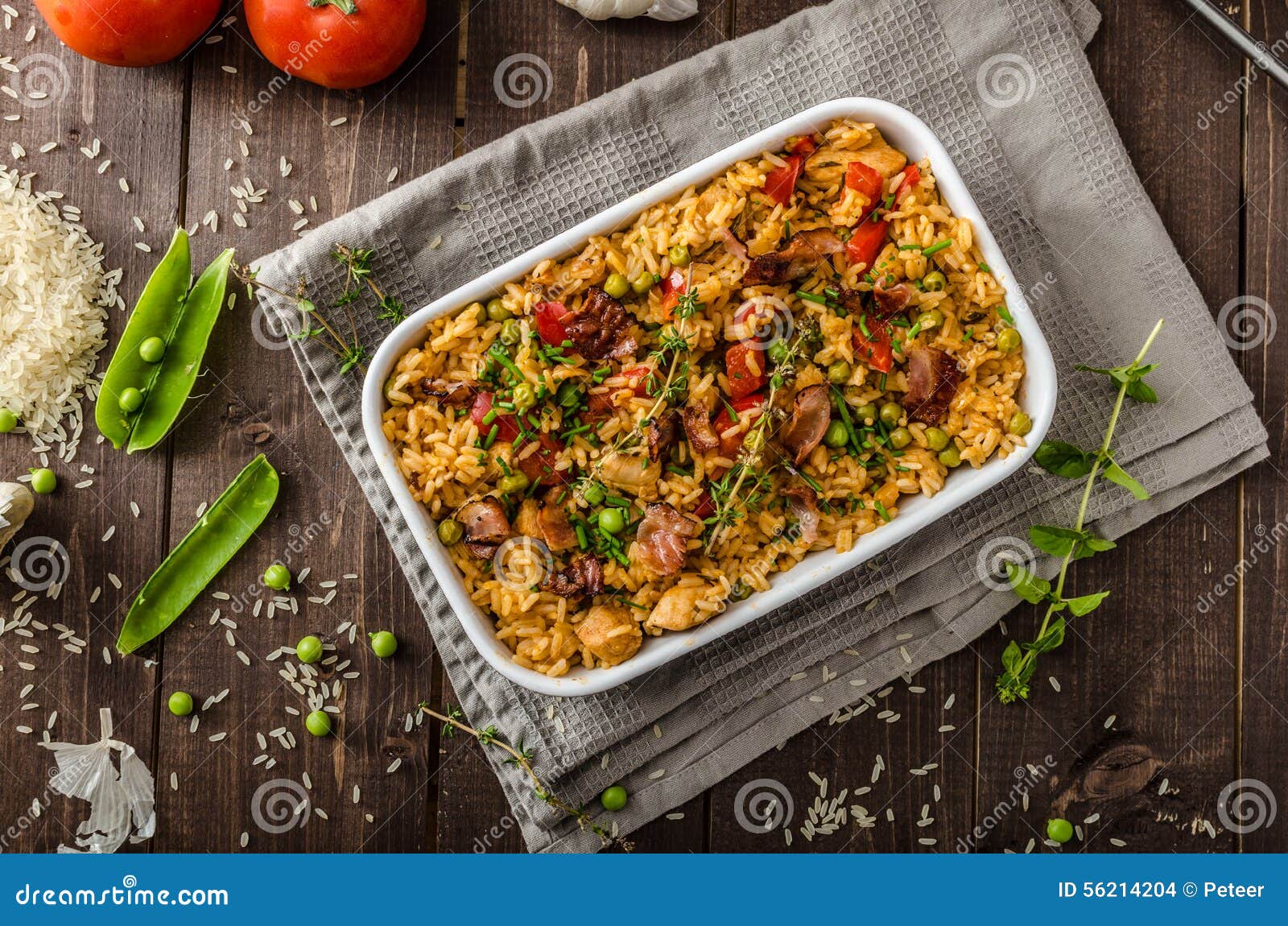 Cajun-Huhn mit Reis stockfoto. Bild von chinesisch, mittagessen - 56214204