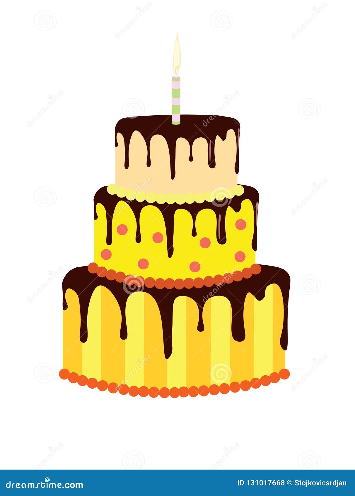 Yellow birthday cake stock vector. Illustration of color - 131017668