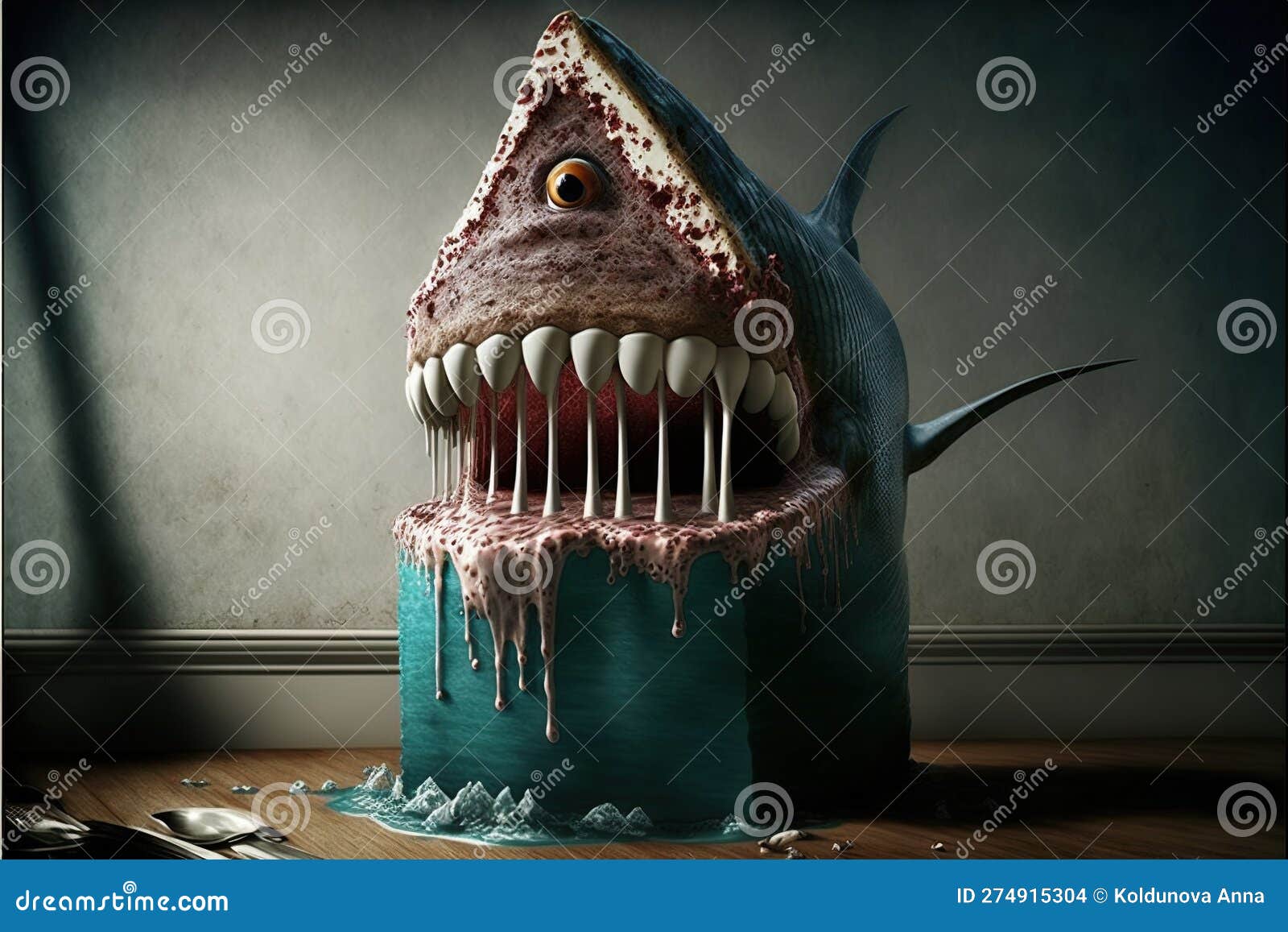 Cake As a Monster with Big Teeth. Created with Generative AI Technology ...