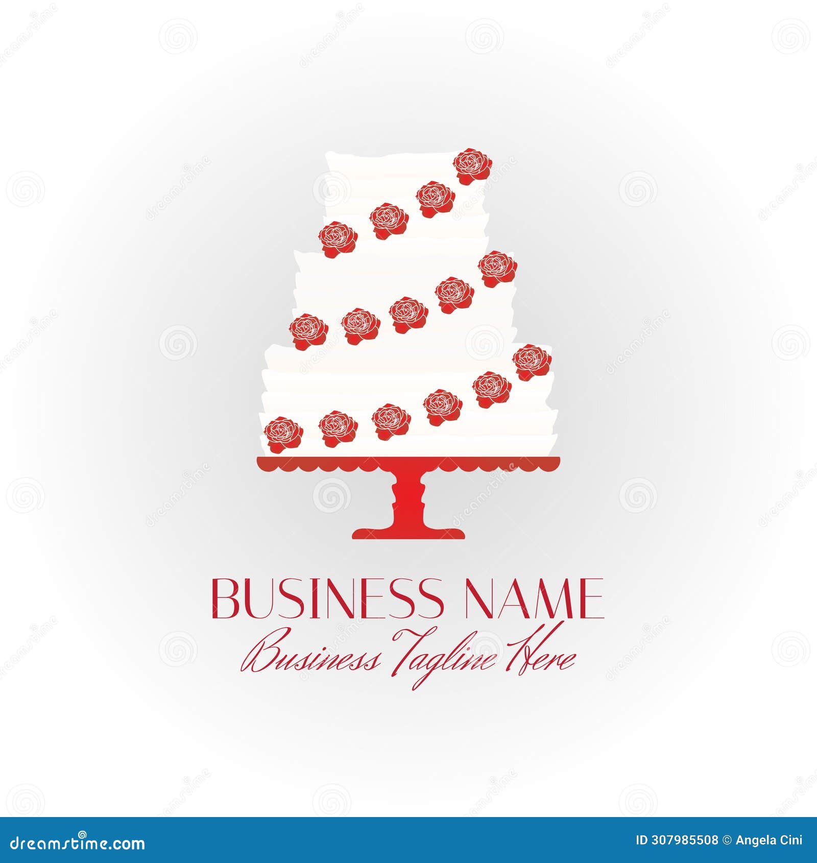 Cake Bakery Logo in Elegant Style with Red Flowers Stock Vector ...