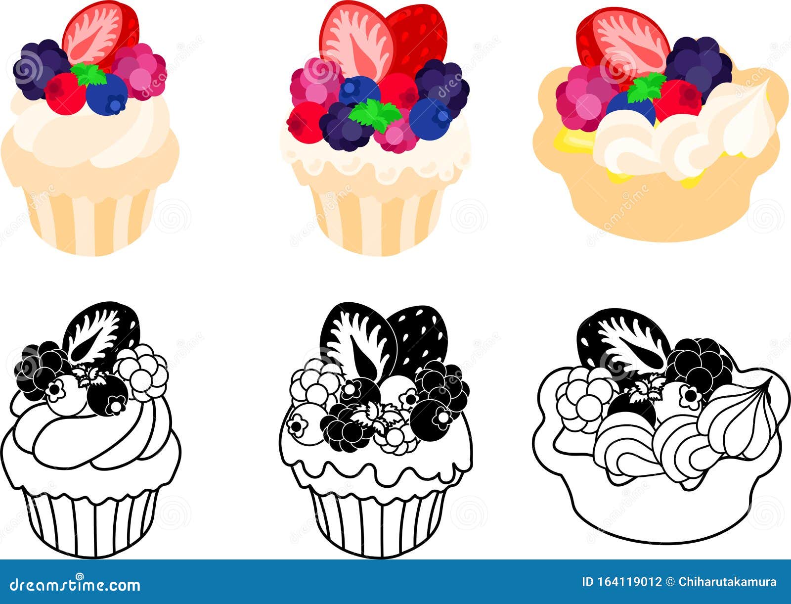 The Various Mix Berry Cakes Icons Stock Vector - Illustration of ...