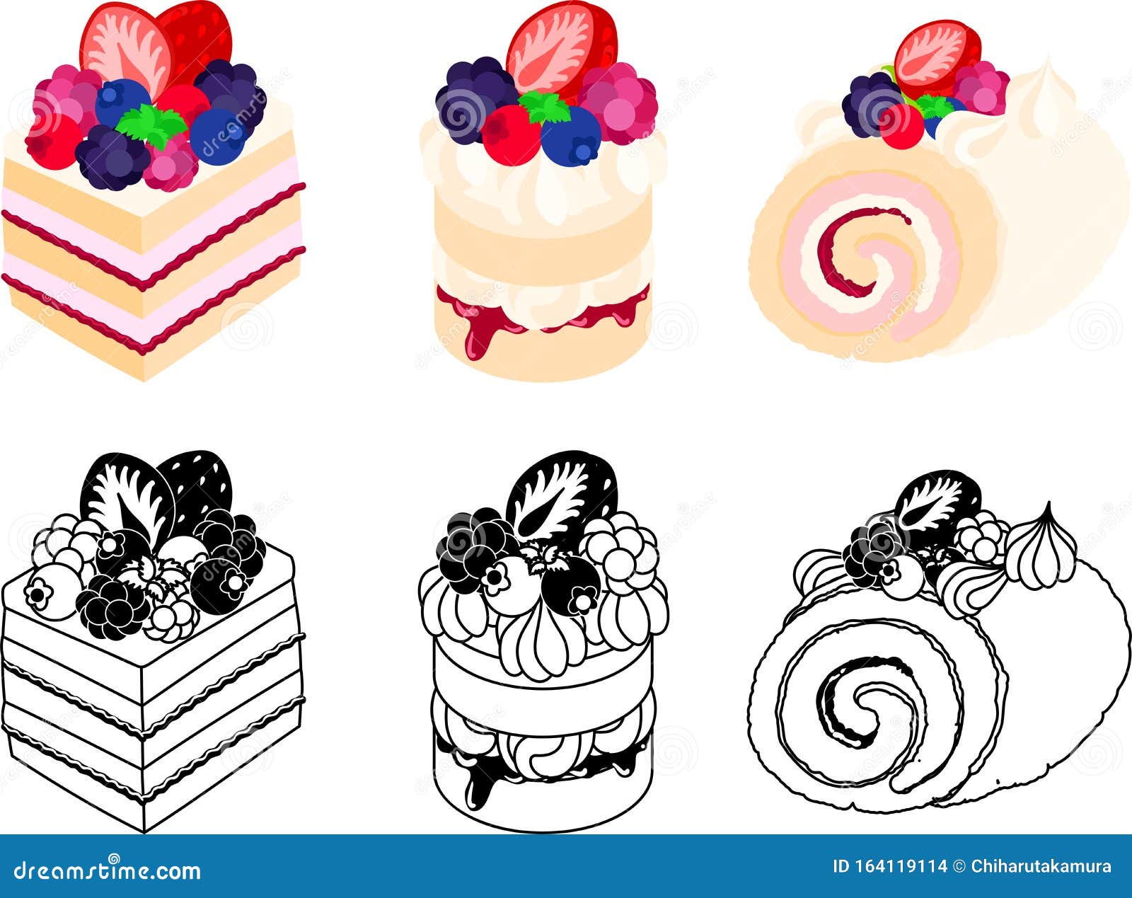 The Various Mix Berry Cakes Icons Stock Vector - Illustration of idea ...