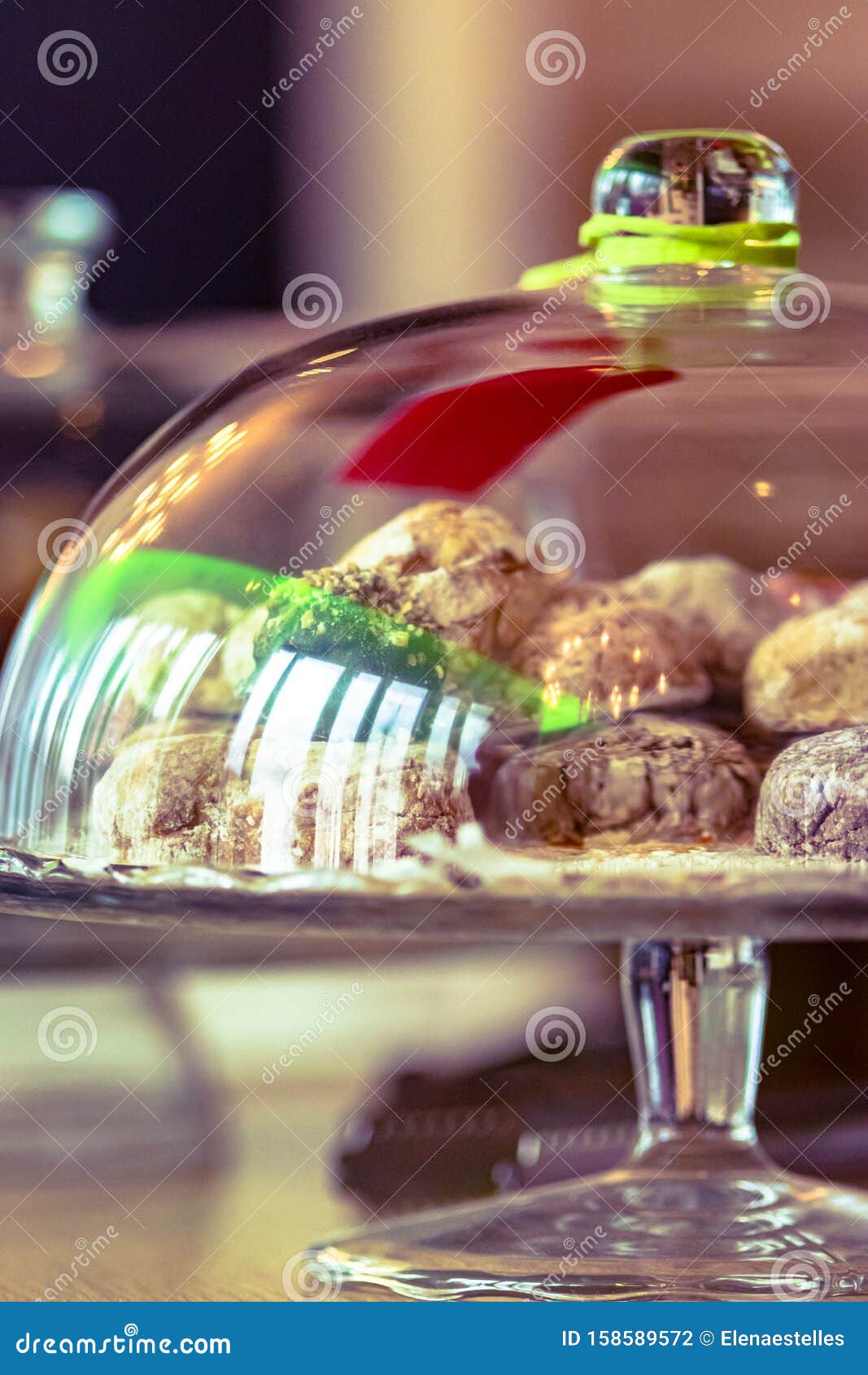 Cake Bell with Pastry in a Cafe Stock Photo - Image of dessert, brown ...