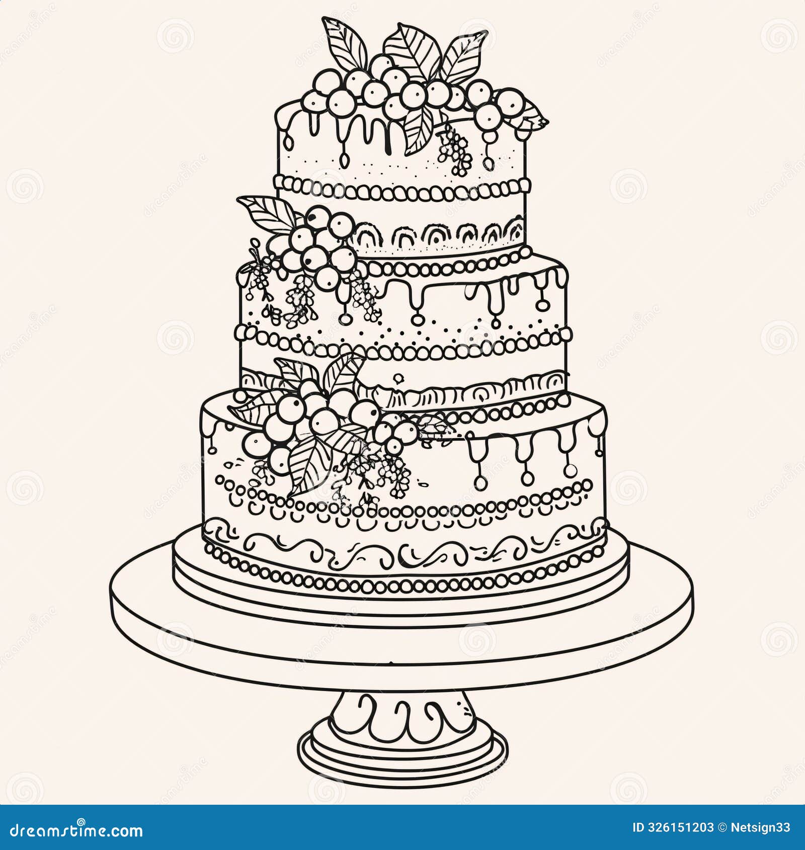 Cake - a Black and White Drawing of a Cake Stock Illustration ...