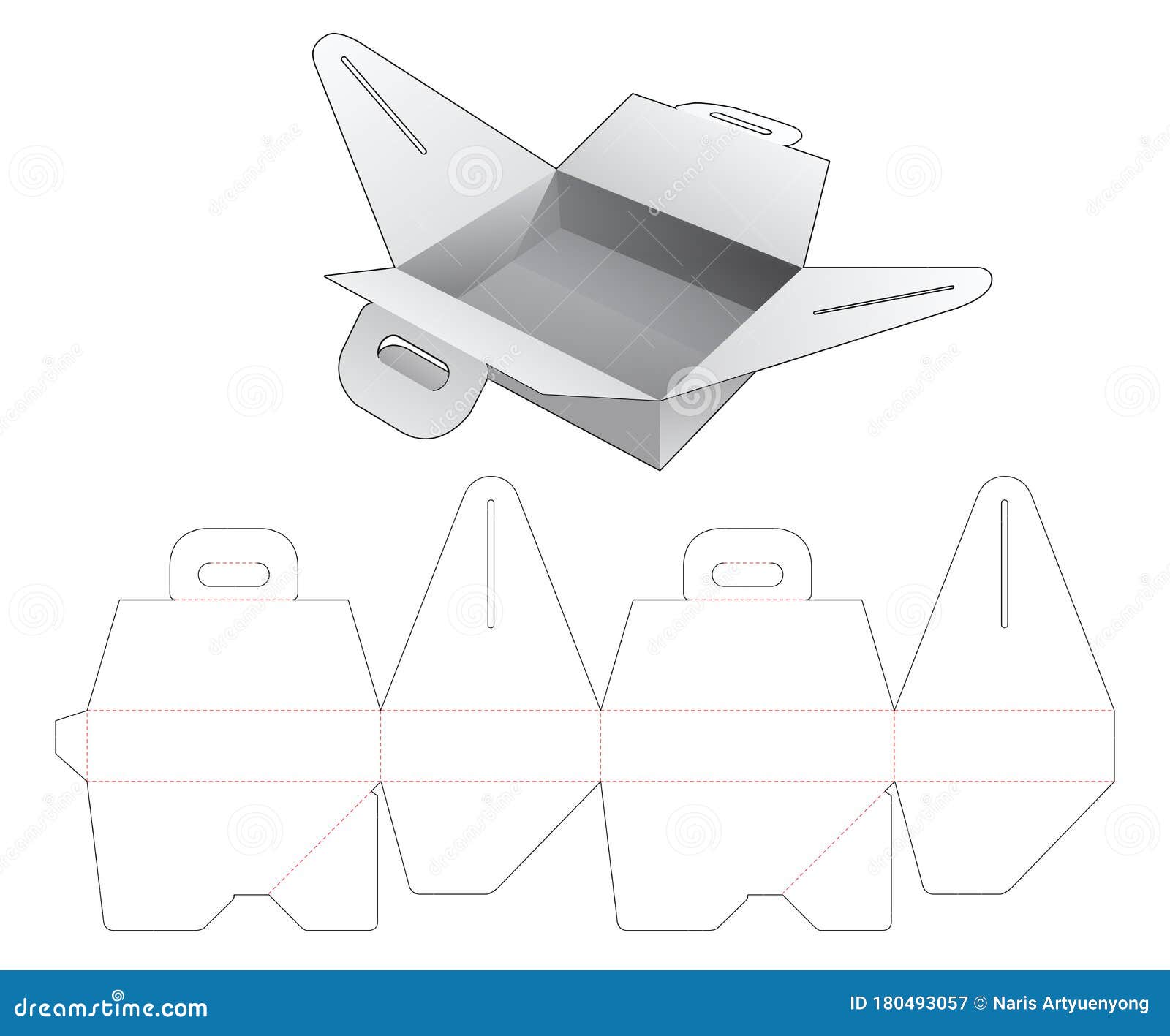 Cake Box With Handle Template, Vector With Die Cut Lines, Delivery Cake ...