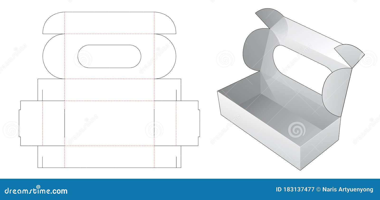 Cake Box with Top Window Die Cut Template Stock Vector - Illustration ...