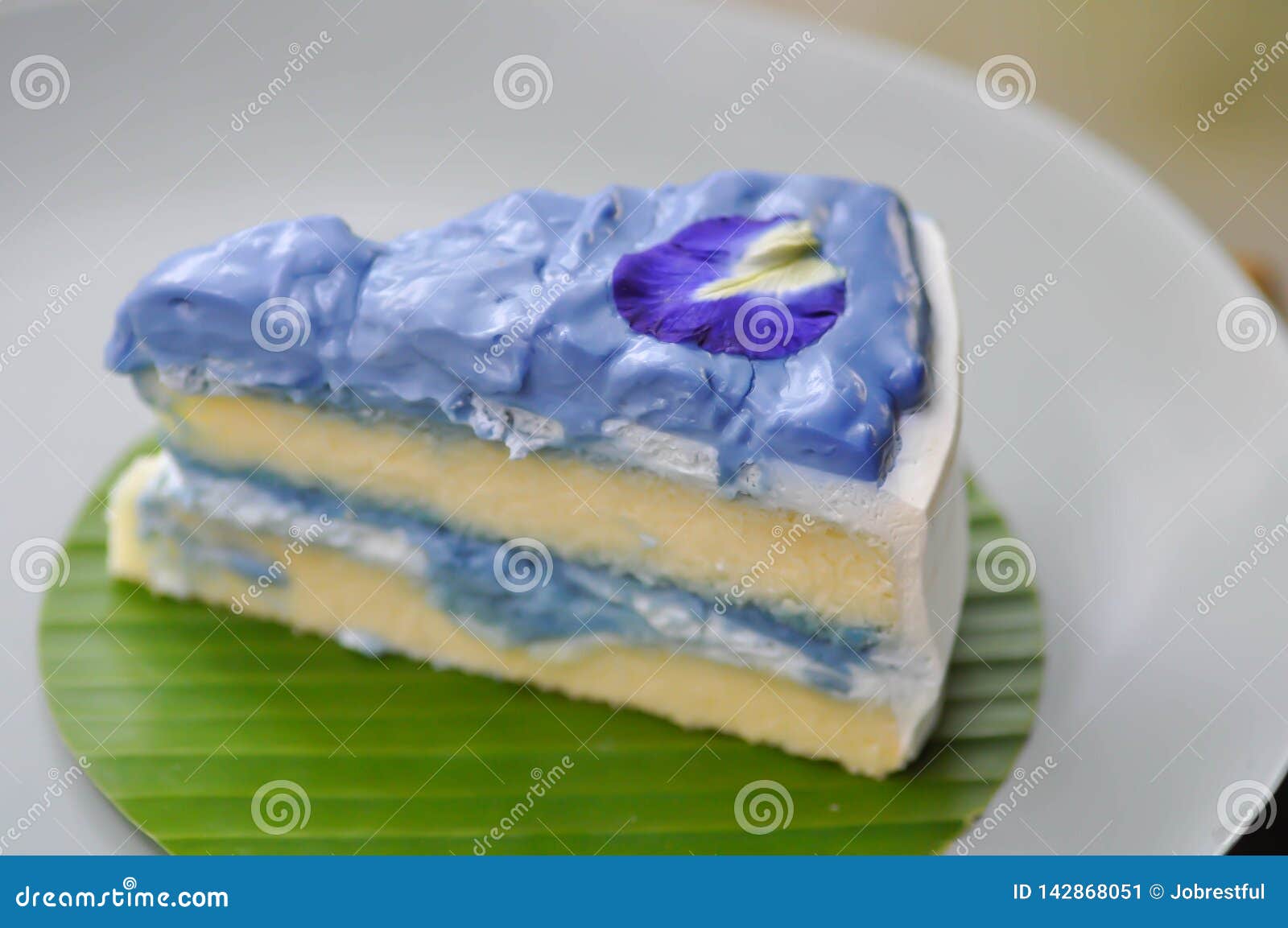 Cake or butterfly pea cake stock image. Image of piece - 142868051