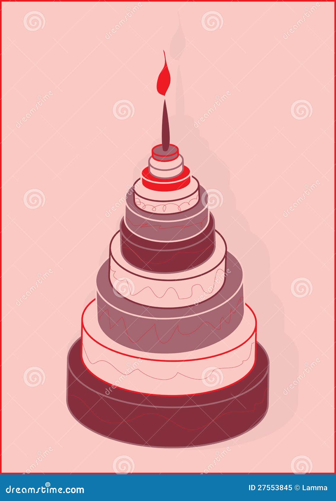 Cake with a candle stock vector. Illustration of cartoon - 27553845