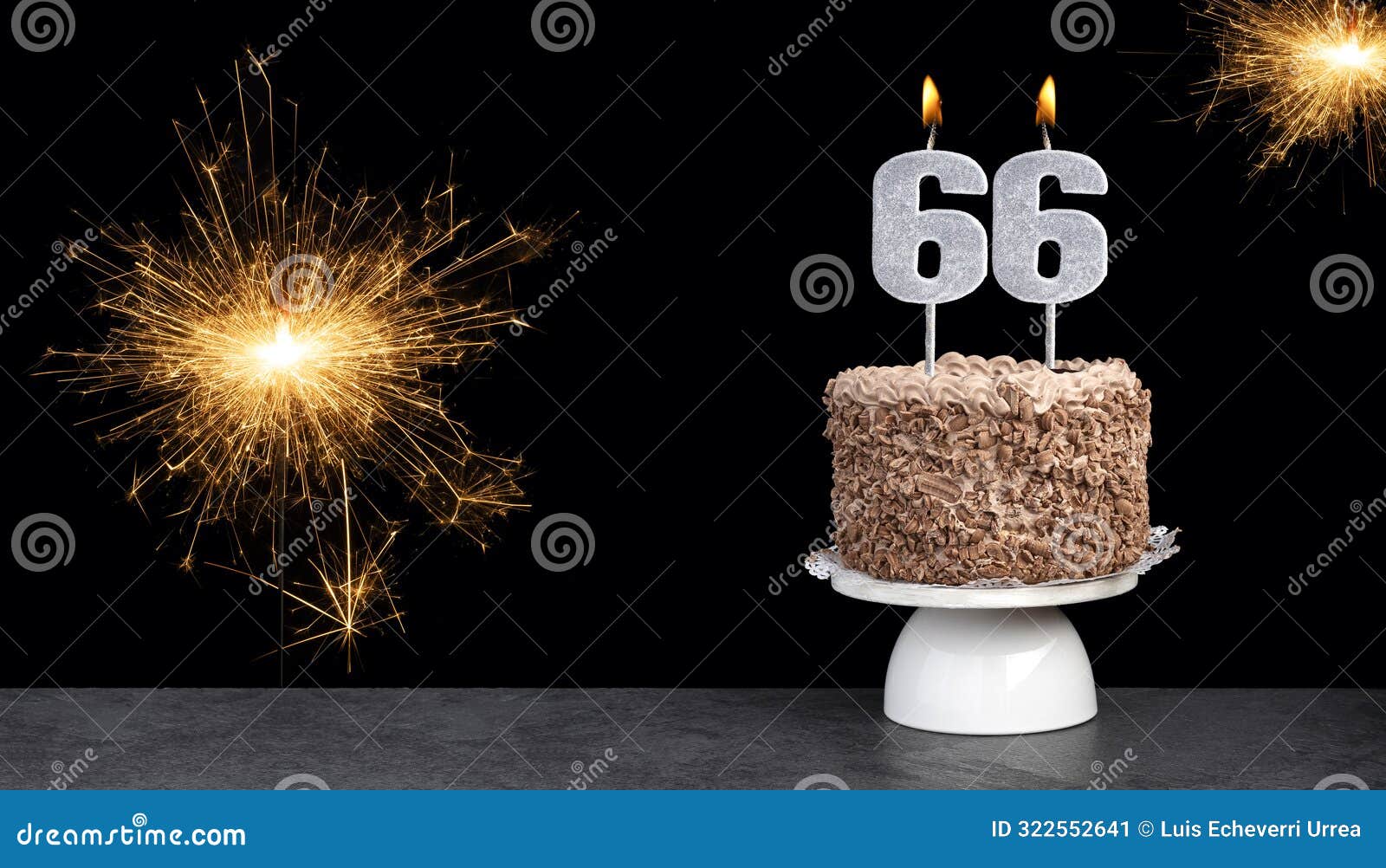 Cake with Candle Number 66 - Birthday Card Stock Image - Image of ...