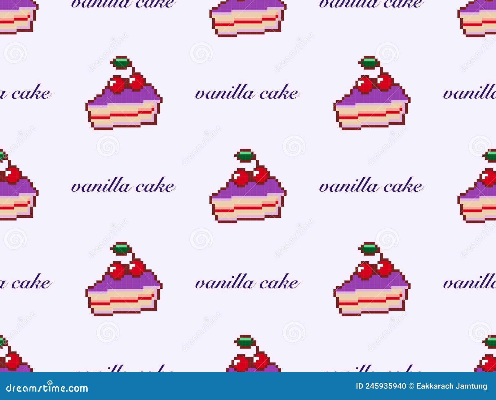 Cake Seamless Pattern on Purple Background.Pixel Style Stock ...