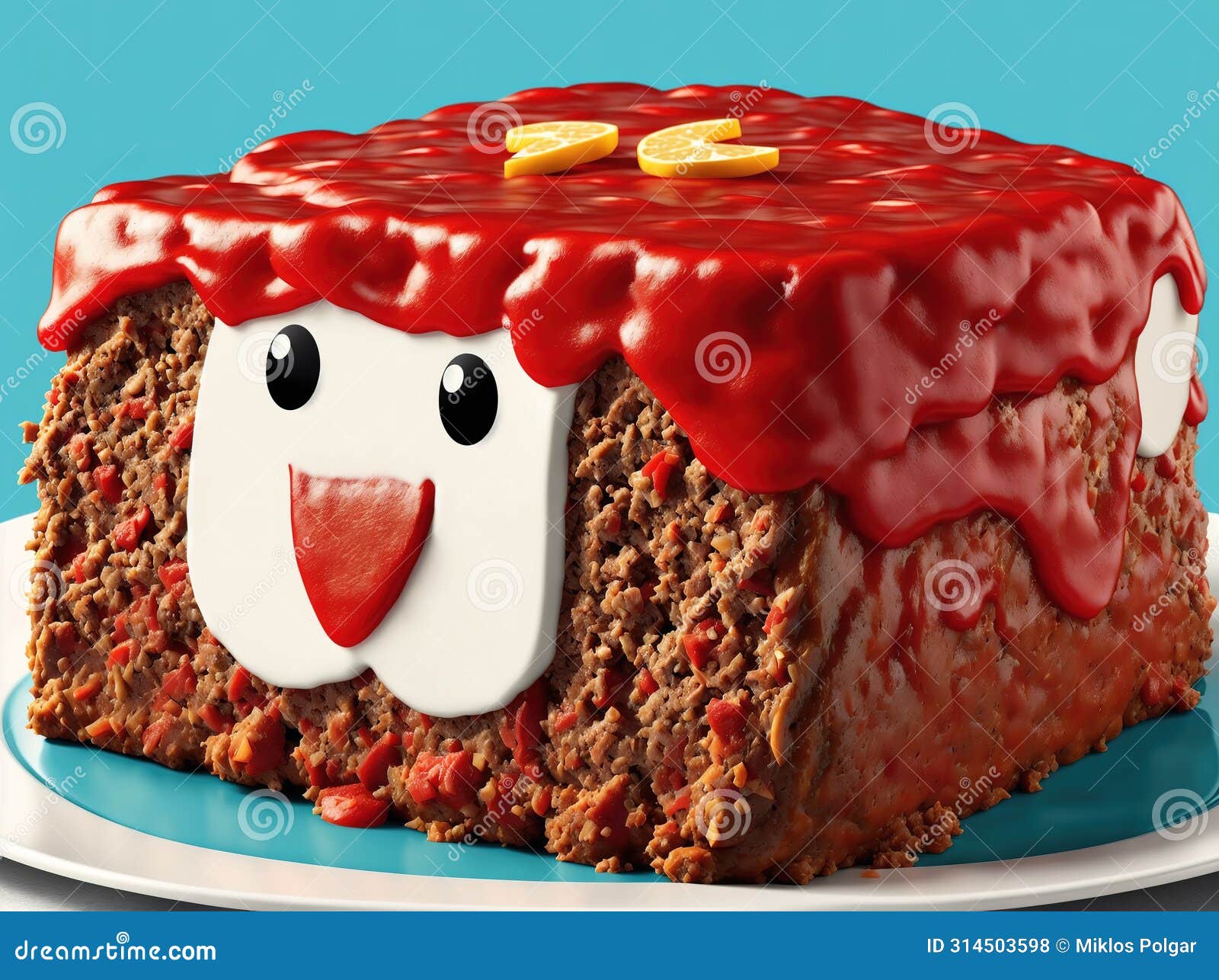 A Cake with a Cartoon Face on it. Stock Photo - Image of bread ...