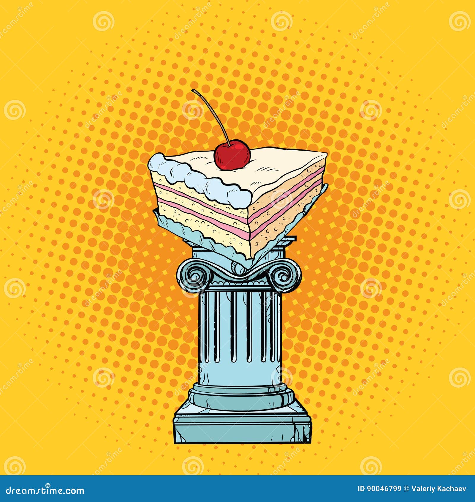 Cake with Cherries in the Antiques Column Stock Vector - Illustration ...