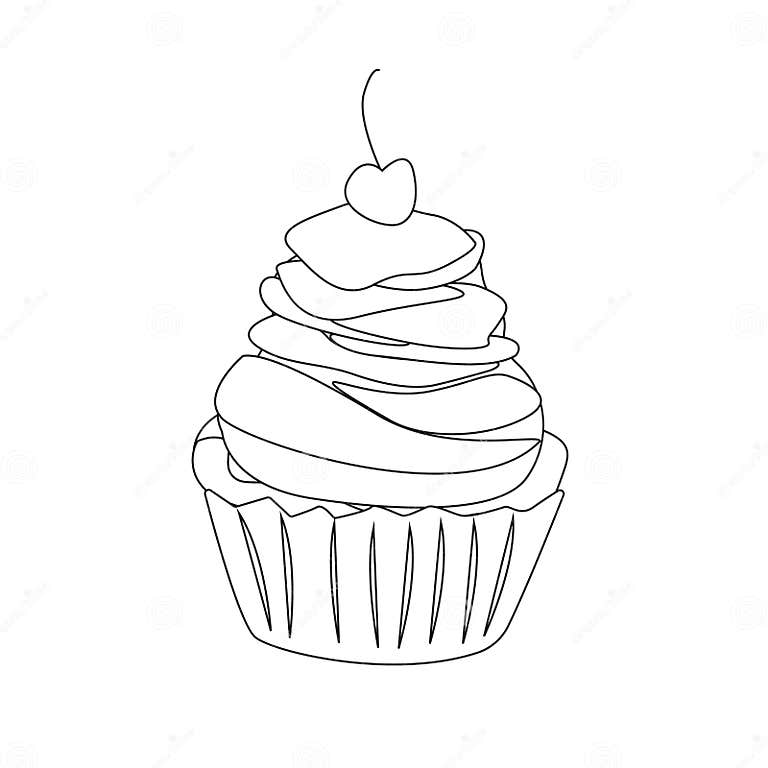 Cake With Cherry Vector Illustration Of Dessert Used For Poster