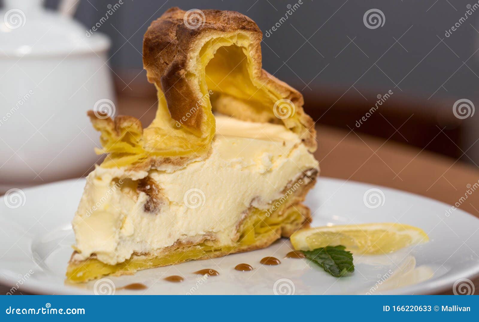 Cake on Choux Pastry with Lemon Cream, Close-up Stock Image - Image of ...