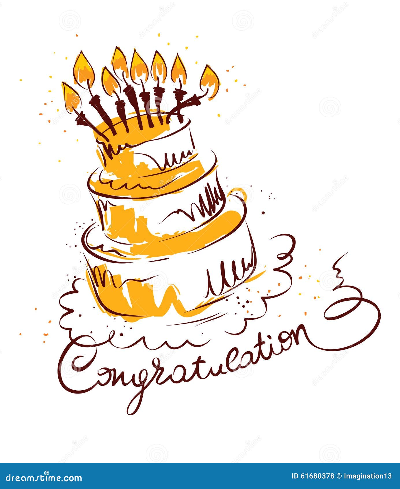 Cake with congratulations stock vector. Illustration of feast - 61680378