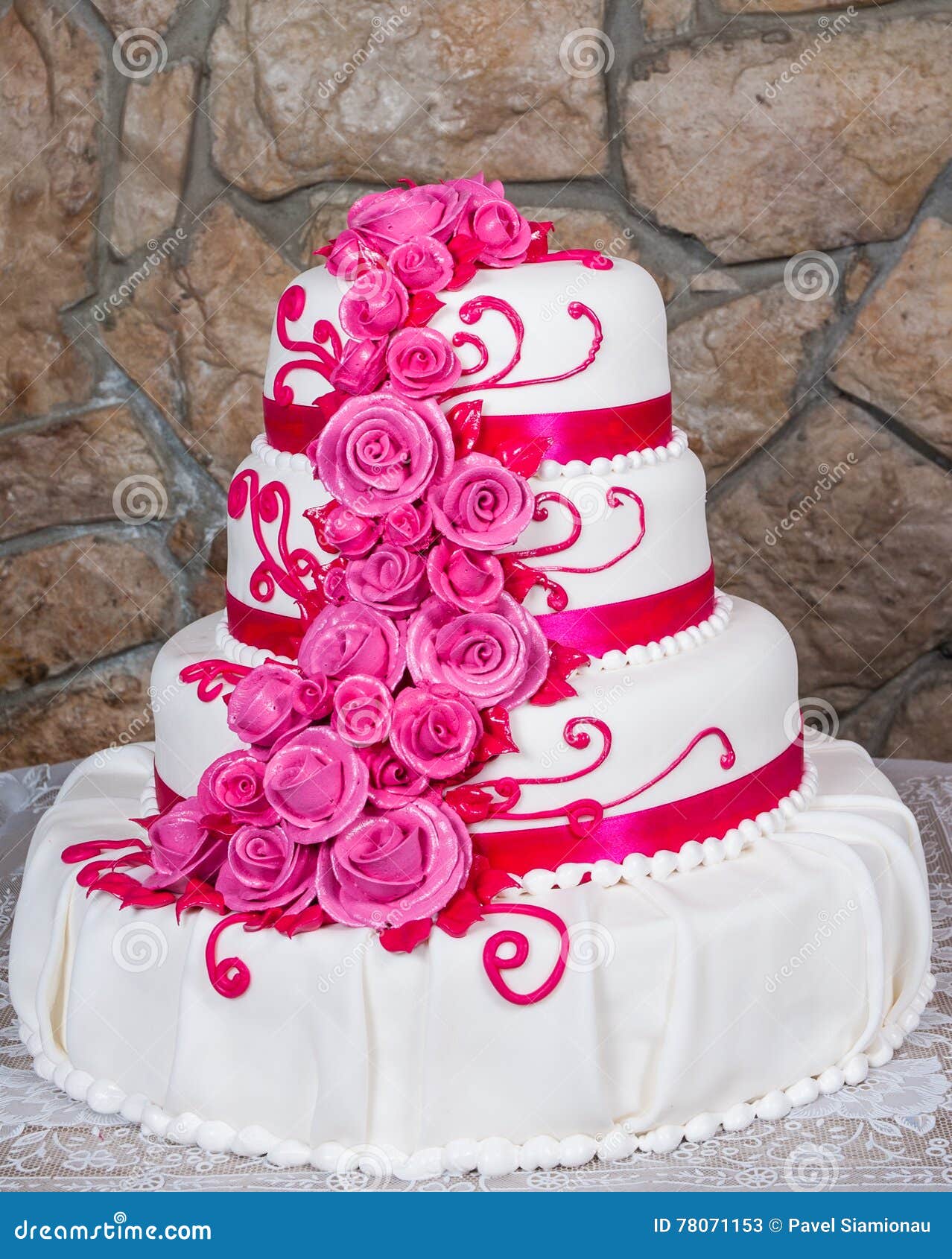 Cake with cream flowers stock image. Image of celebration - 78071153