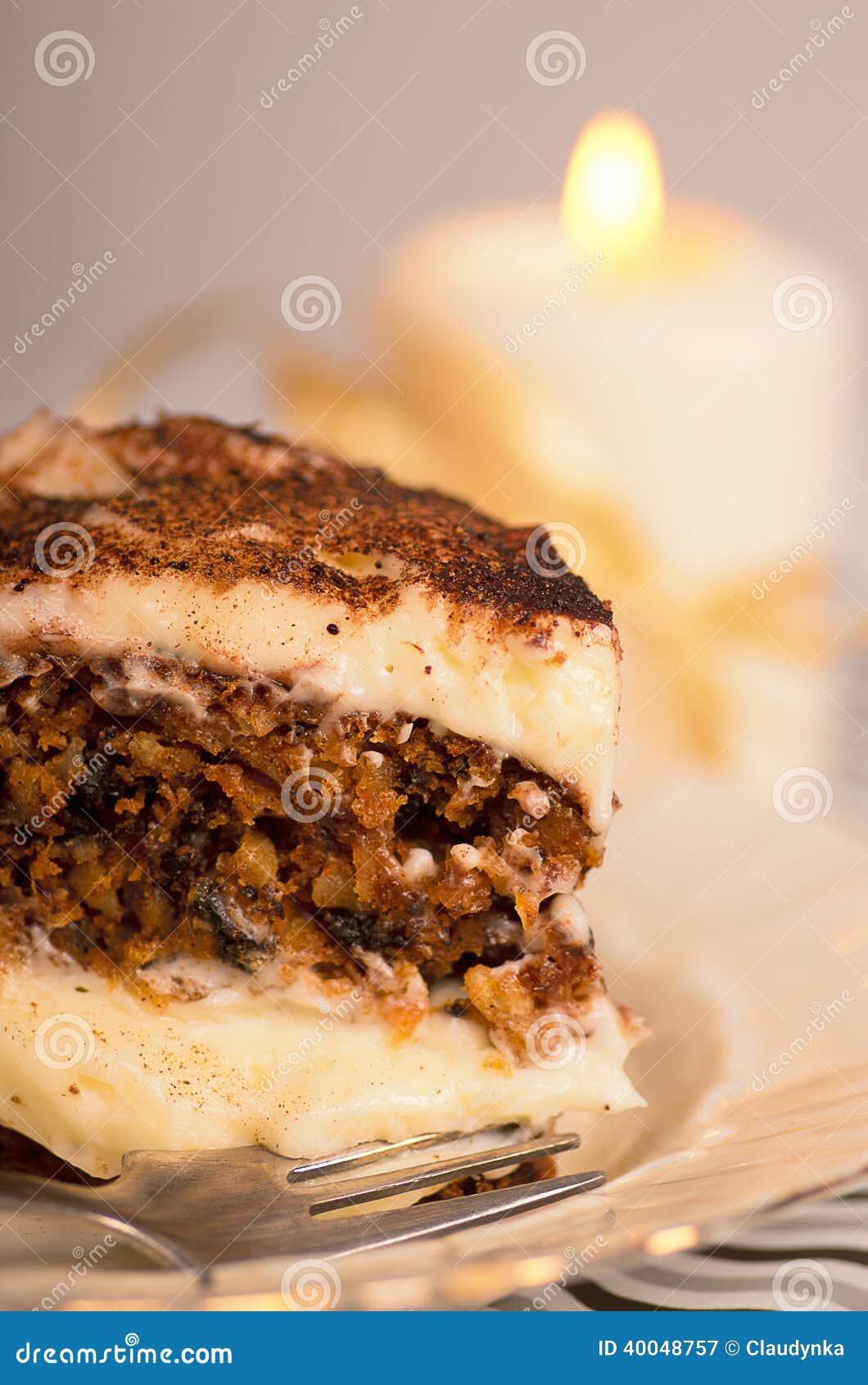 Cake with cream pudding. stock image. Image of dessert - 40048757