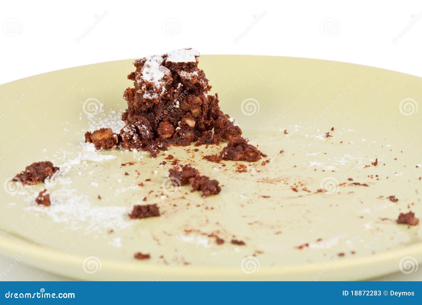 Cake Crumbs Leftovers on Green Plate on White Stock Image - Image of ...