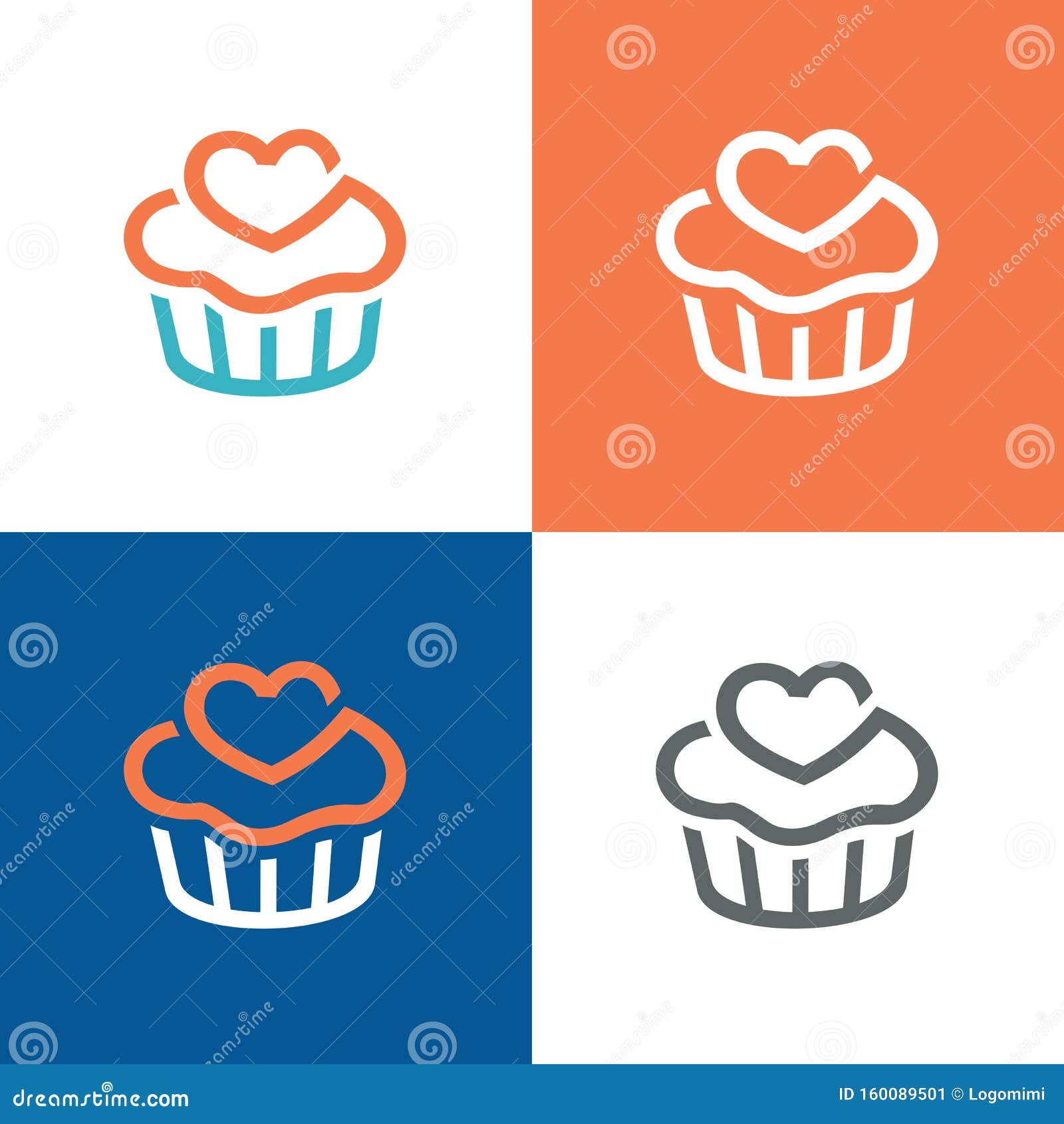 Cake or Cupcake Logo Set. Bakery Icon Design Collection - Vector Stock ...
