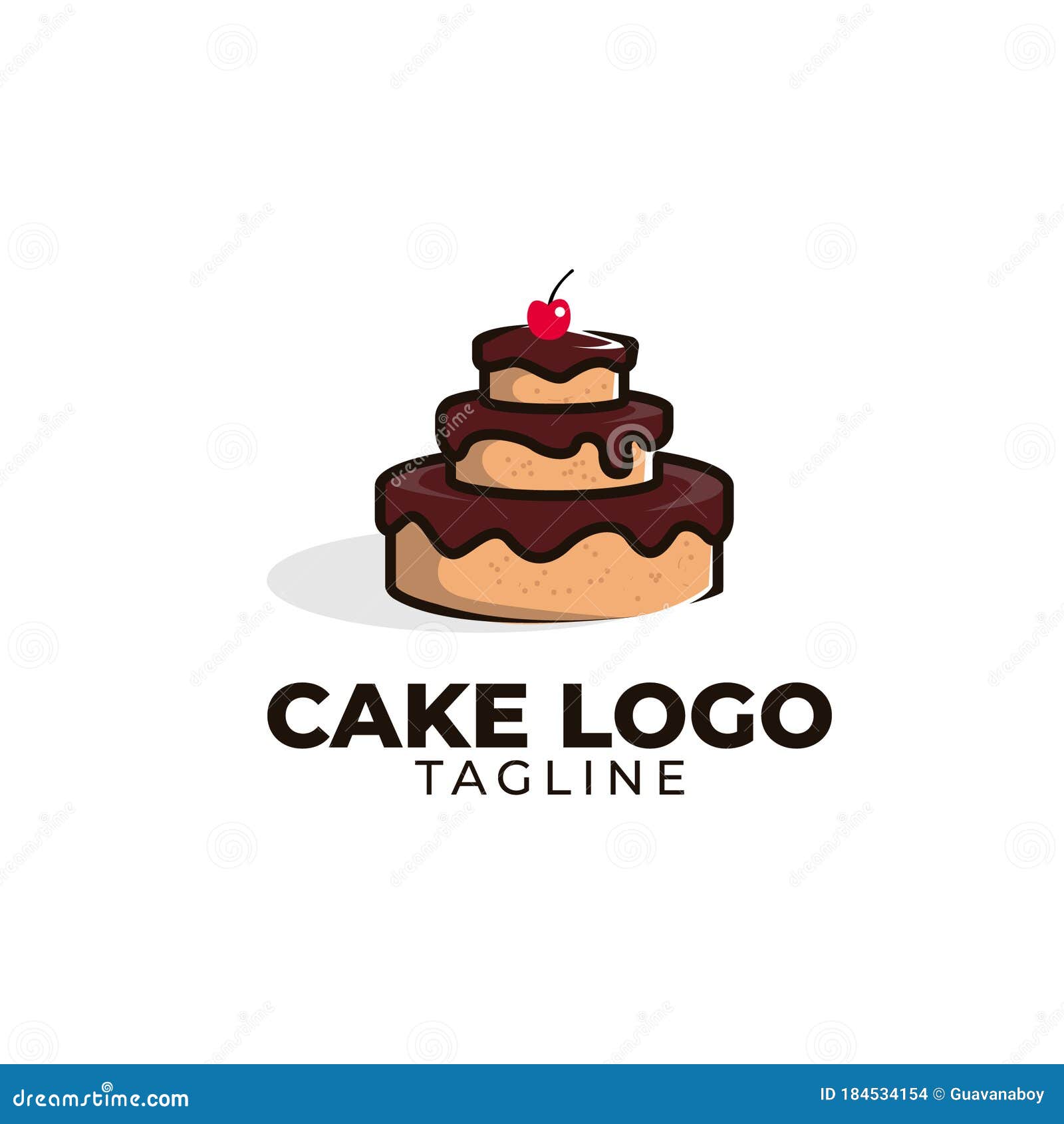 Cake Cute Cartoon Logo Template Stock Illustration - Illustration of ...