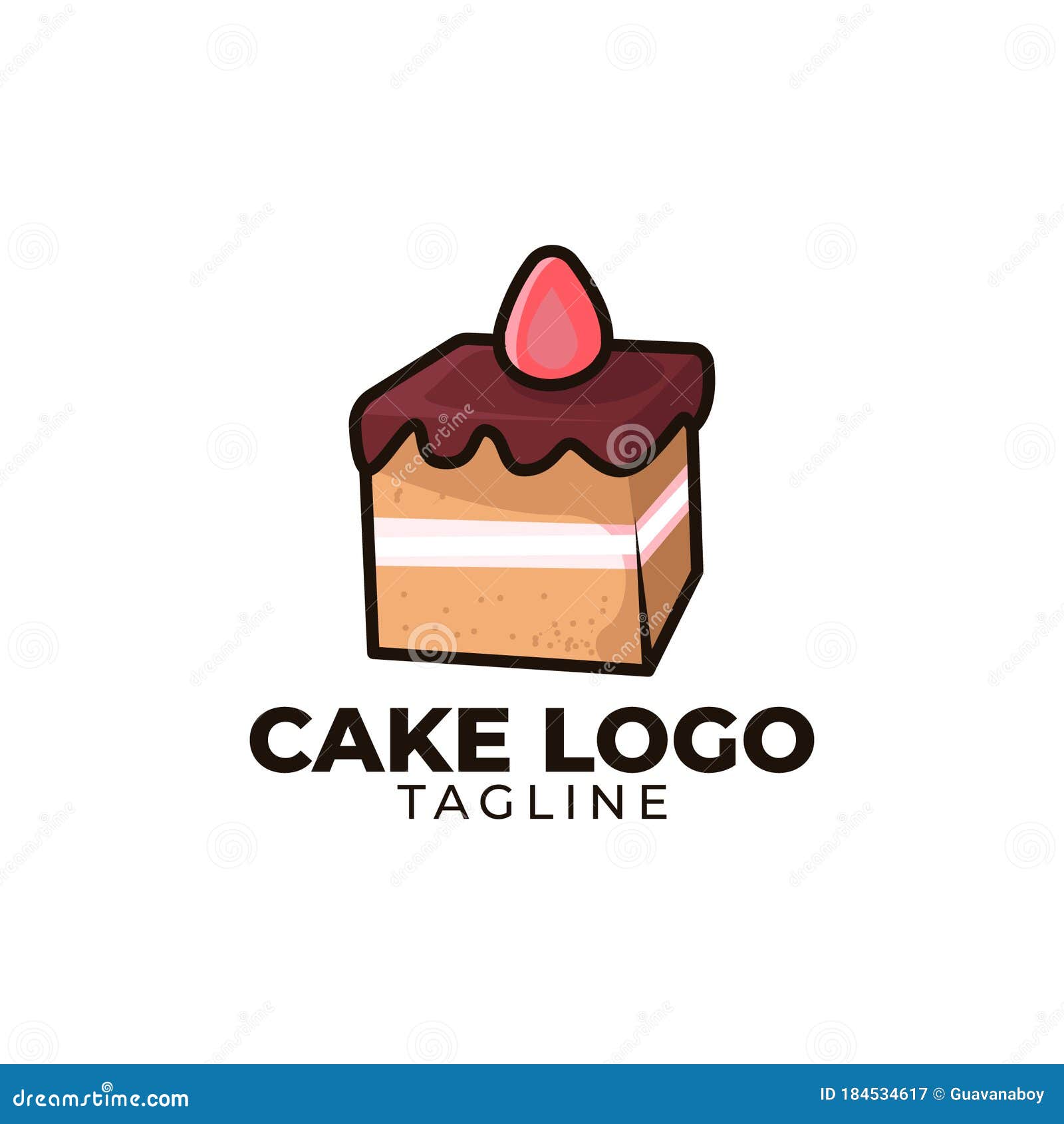 Cake Cute Cartoon Logo Template Stock Illustration - Illustration of ...