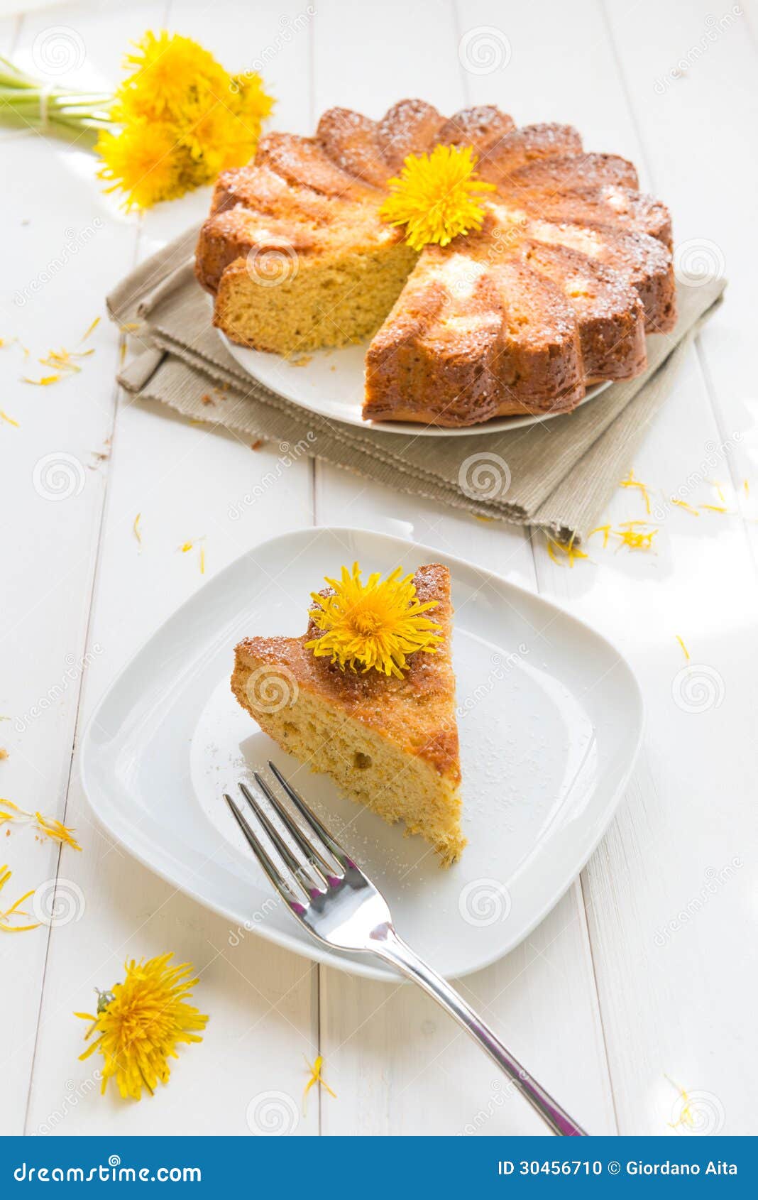 Cake with Dandelion S Flowers Stock Photo - Image of dish, sweet: 30456710
