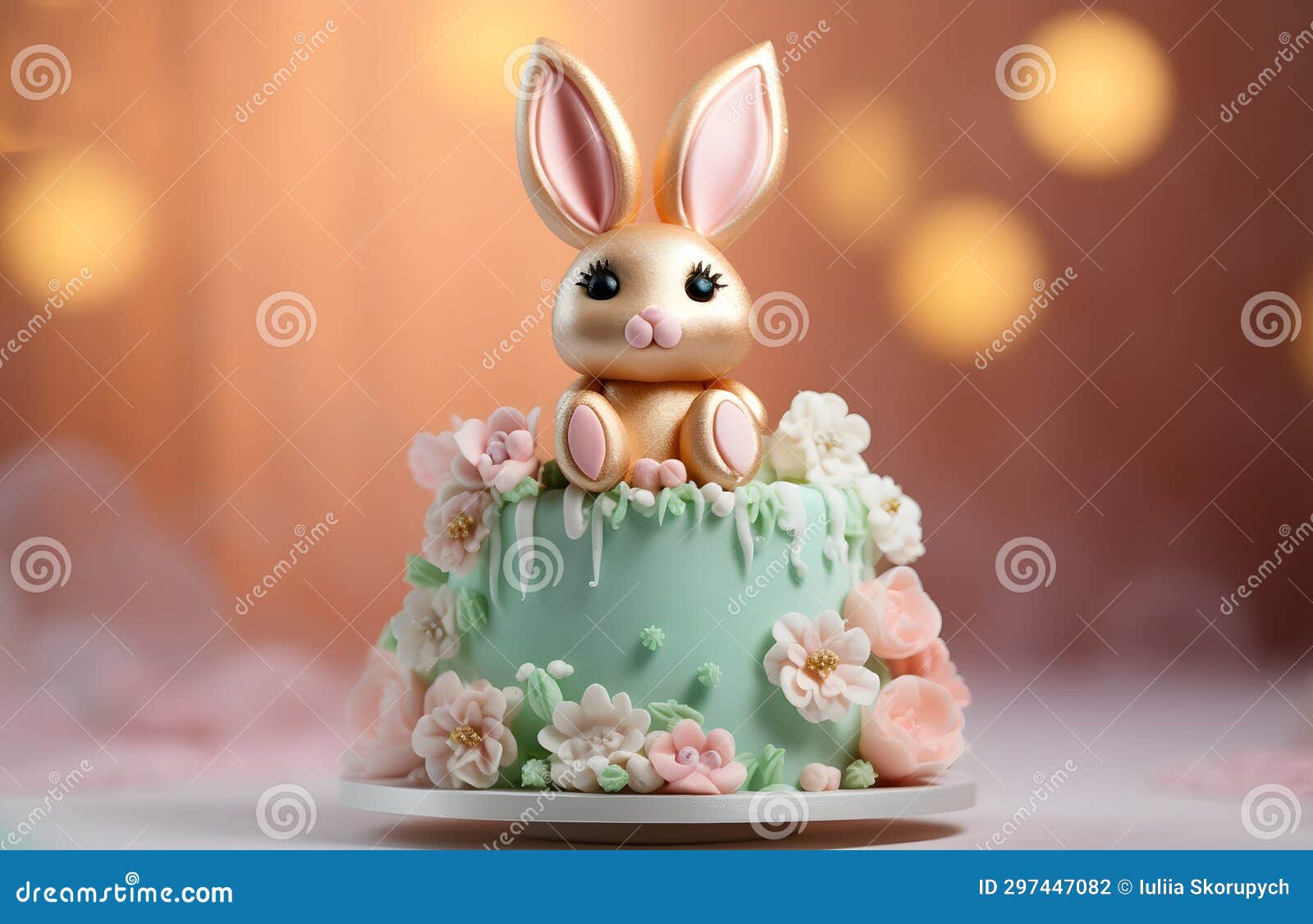 Cake Decorated with the Face of a Cute Rabbit Stock Illustration ...