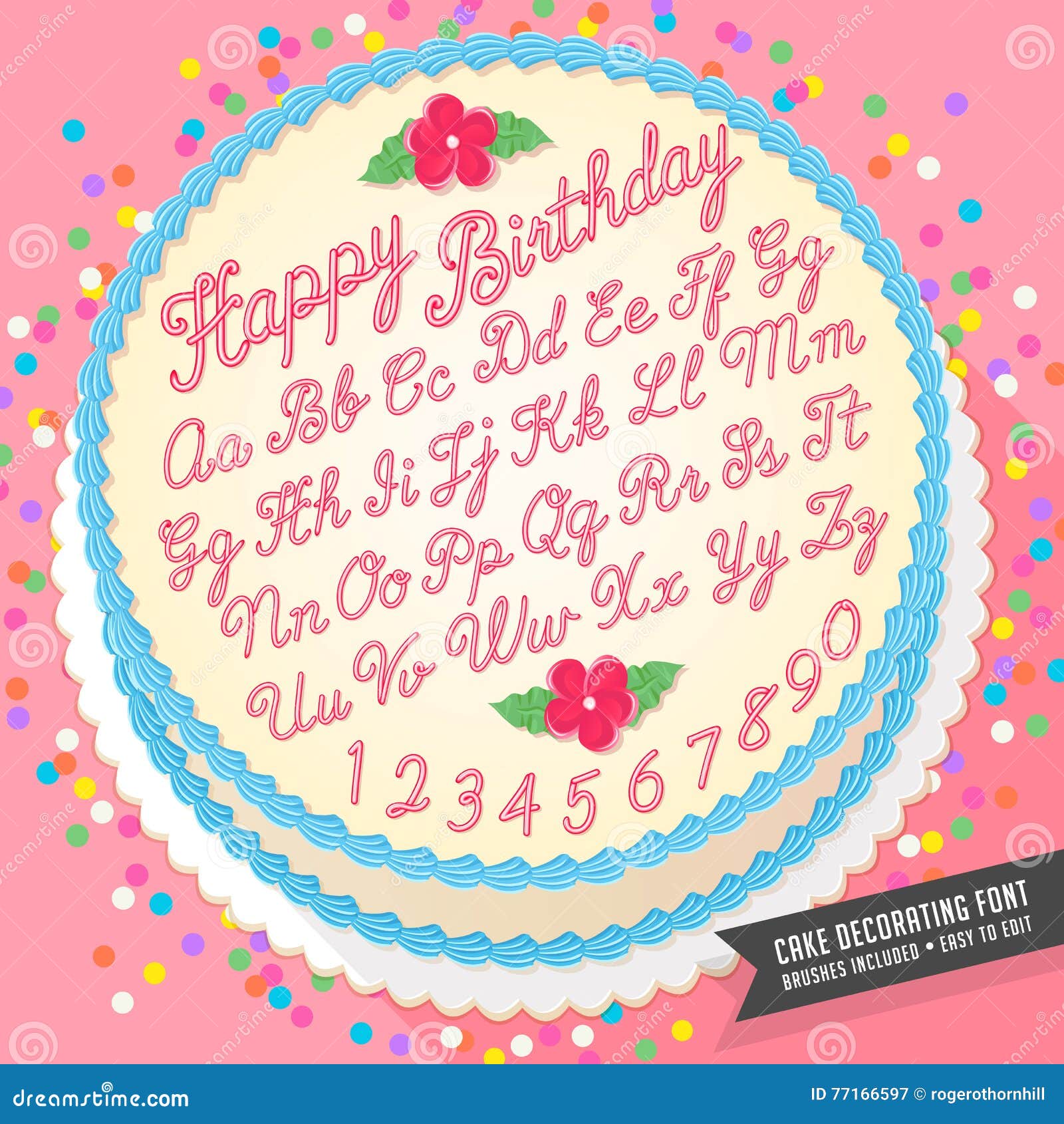 Cake Decorator Icing Font Vector Illustration | CartoonDealer.com #77166594